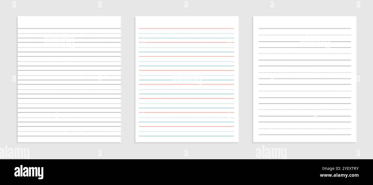 three line english paper sheet of notebook Stock Vector Image & Art - Alamy