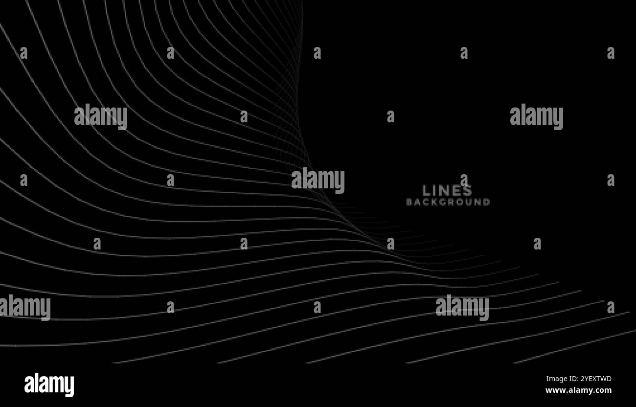 black background with flowing curve lines design Stock Vector Image ...