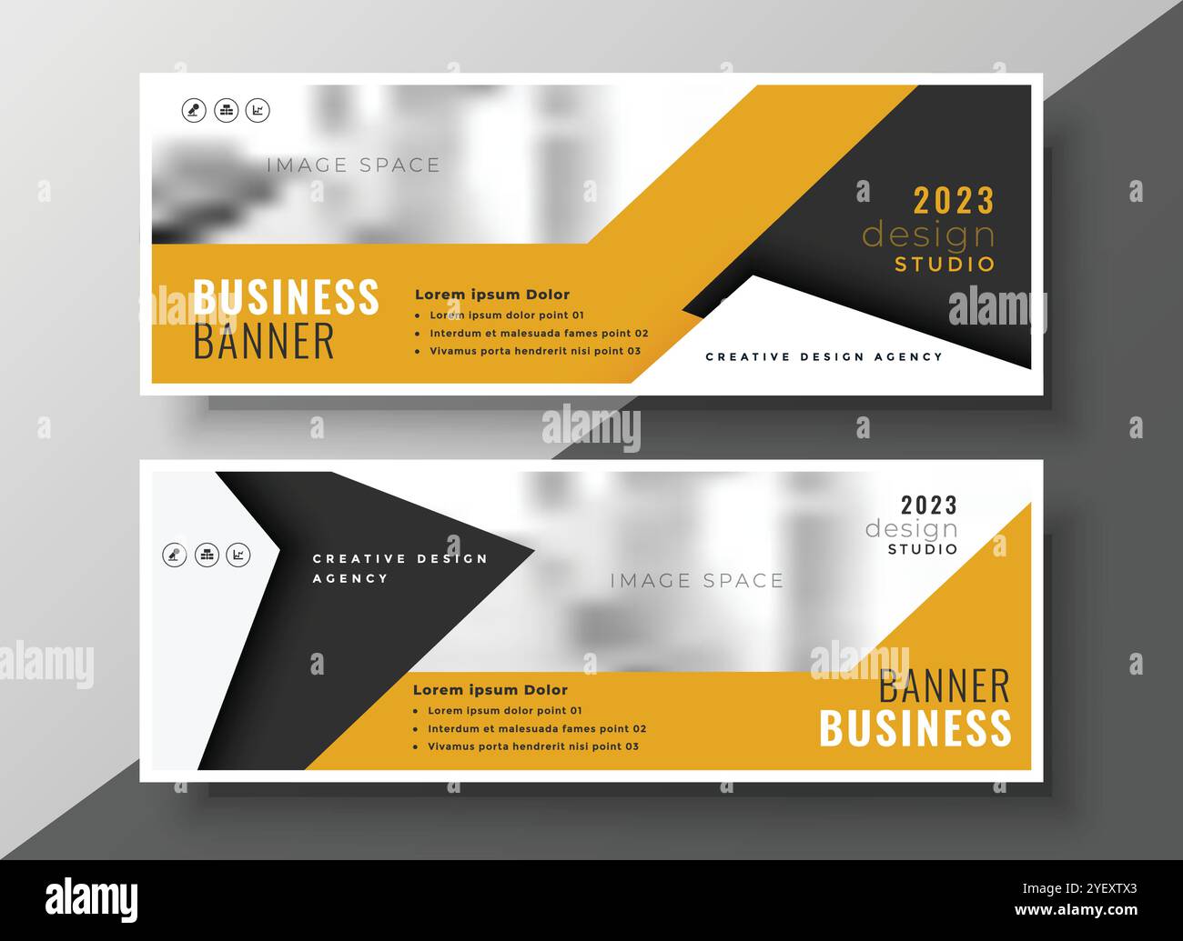 modern yellow business presentation banner design set Stock Vector ...