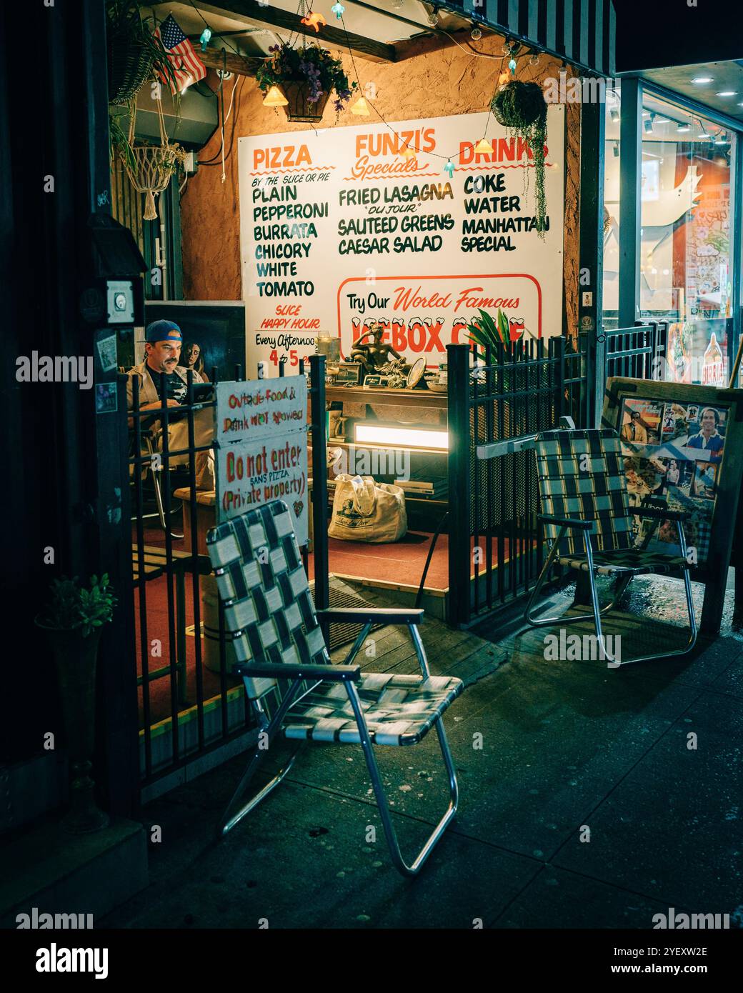 A cozy, outdoor pizzeria entrance at St. Marks Pizzeria, Manhattan, New ...