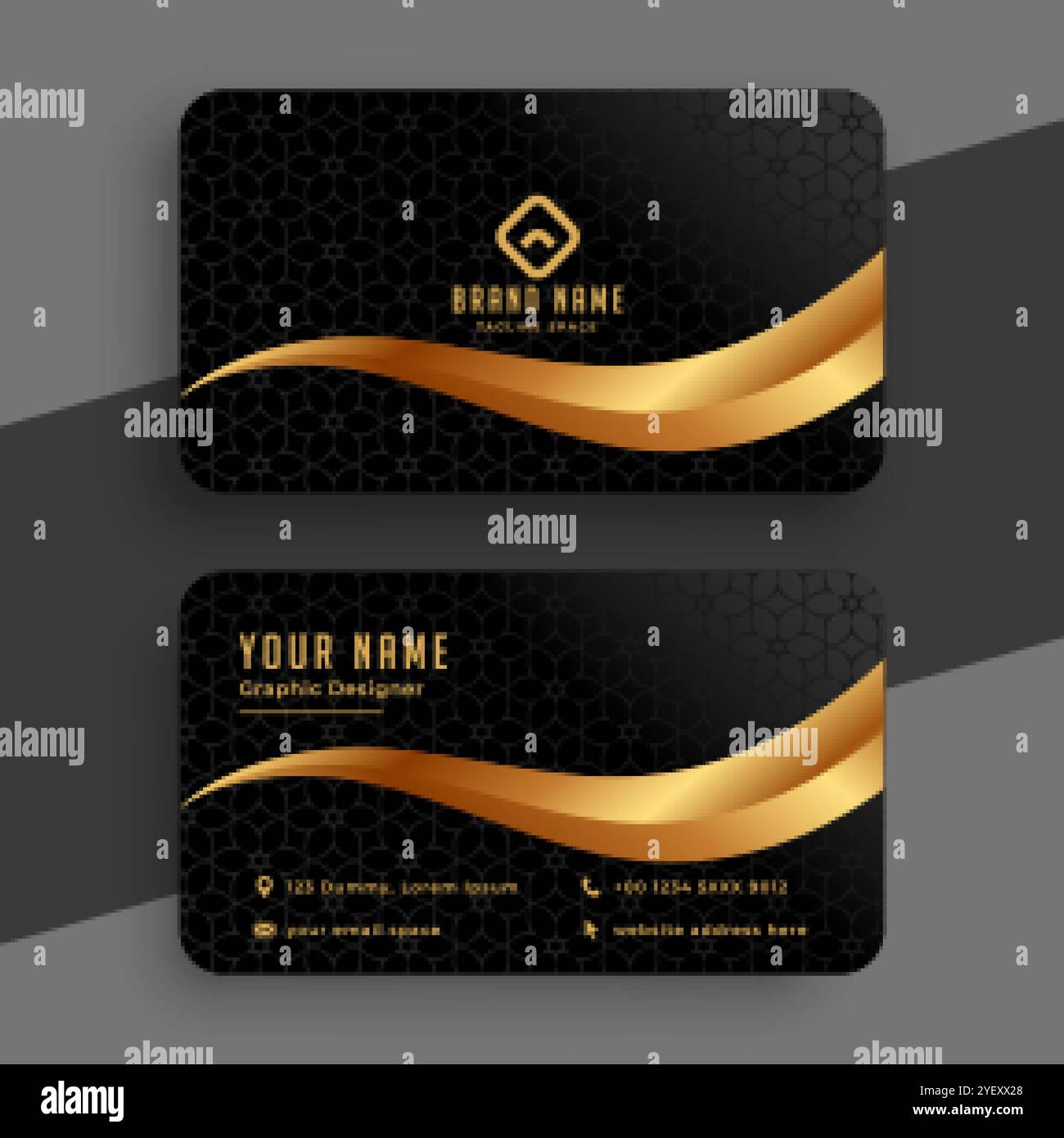 premium golden and black wavy business card design Stock Vector Image ...