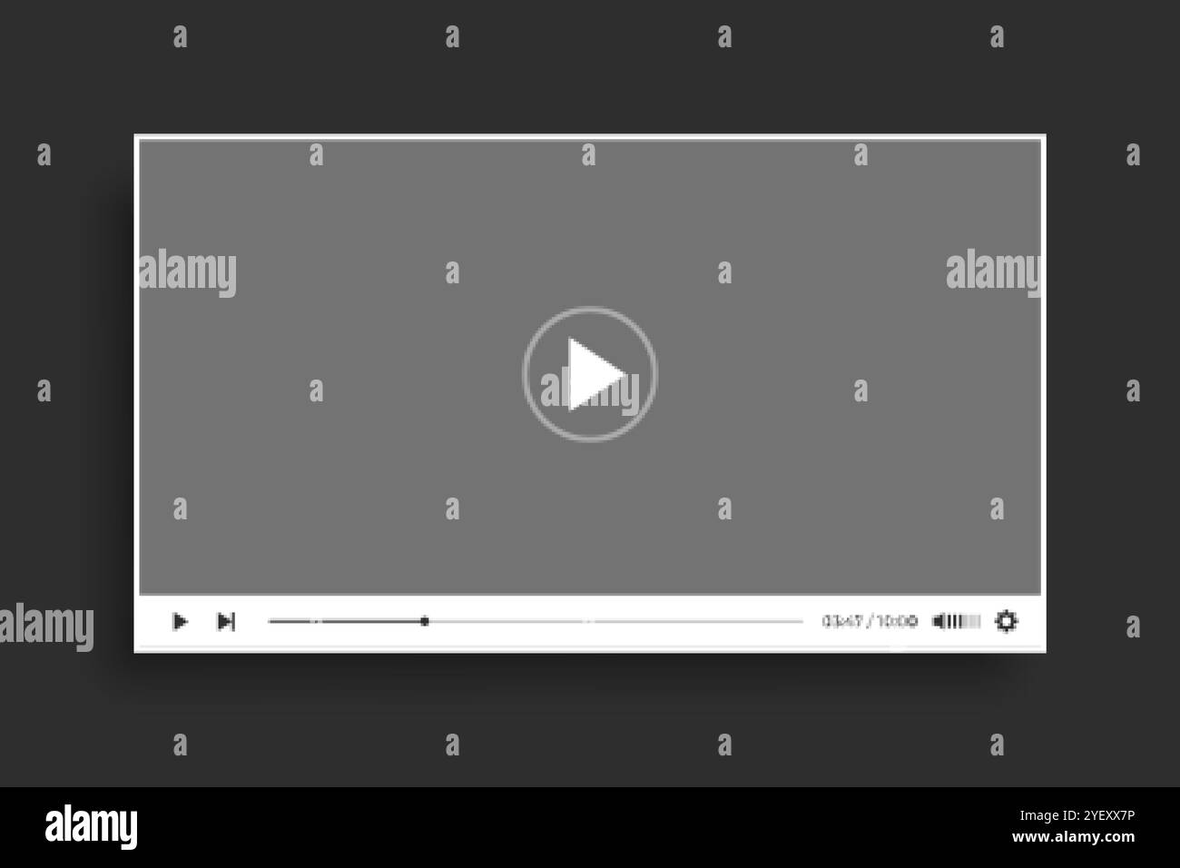 flat style white video player modern template design Stock Vector Image ...