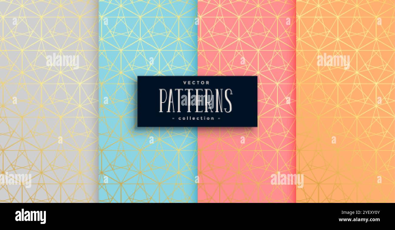 geometric pastel color gold pattern set of four Stock Vector Image ...