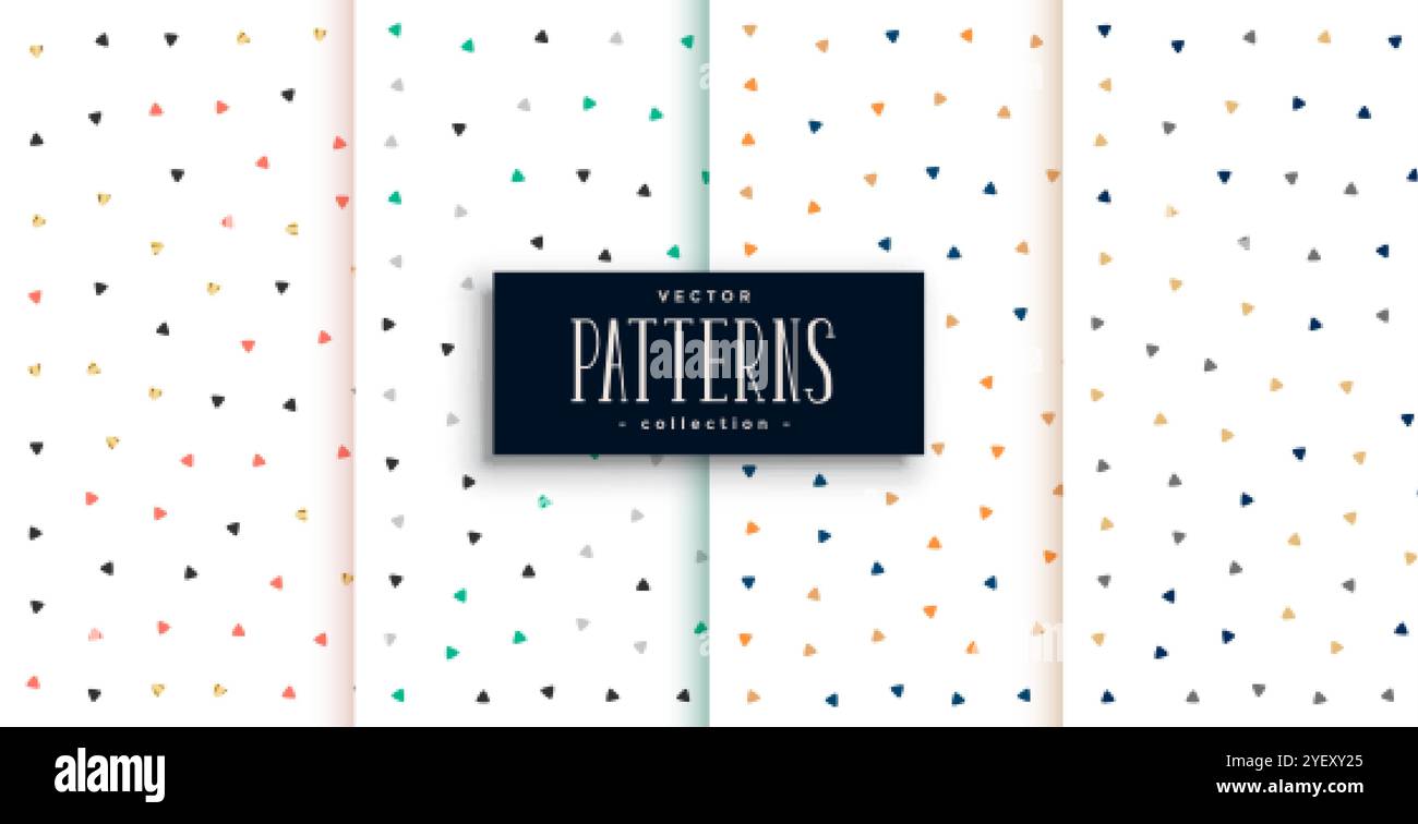 cute small triangles pattern on white background set Stock Vector Image ...