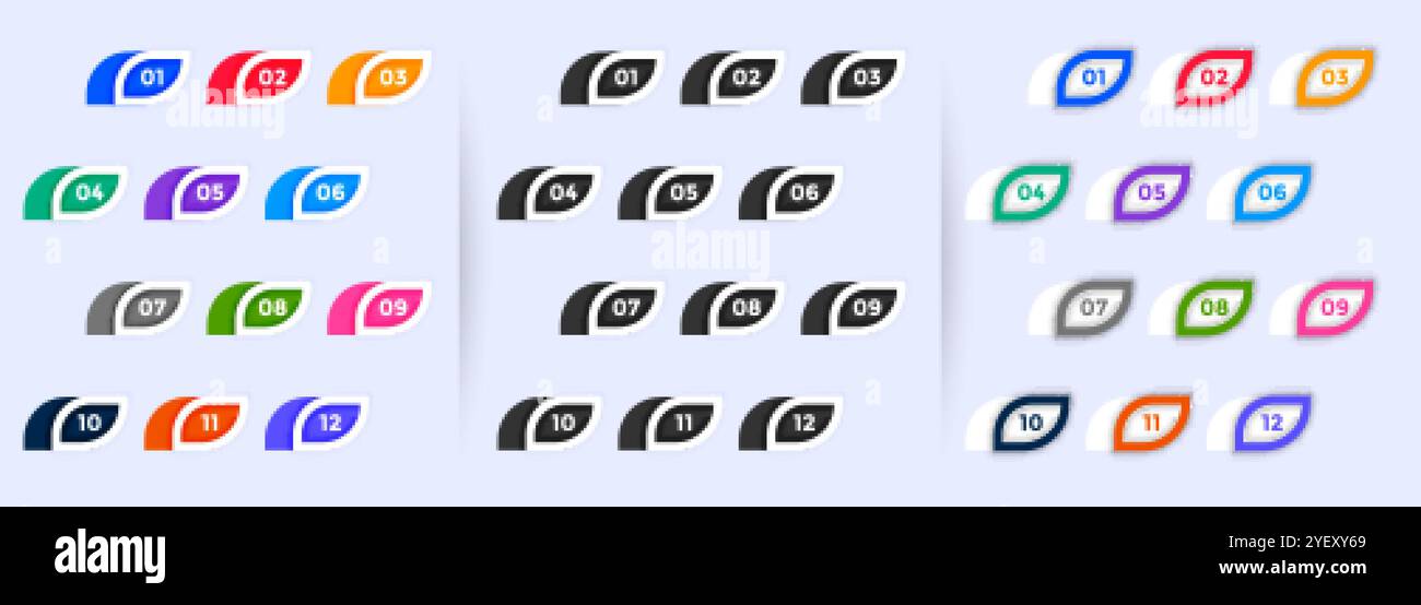 set of modern bullet points from one to twelve Stock Vector Image & Art ...