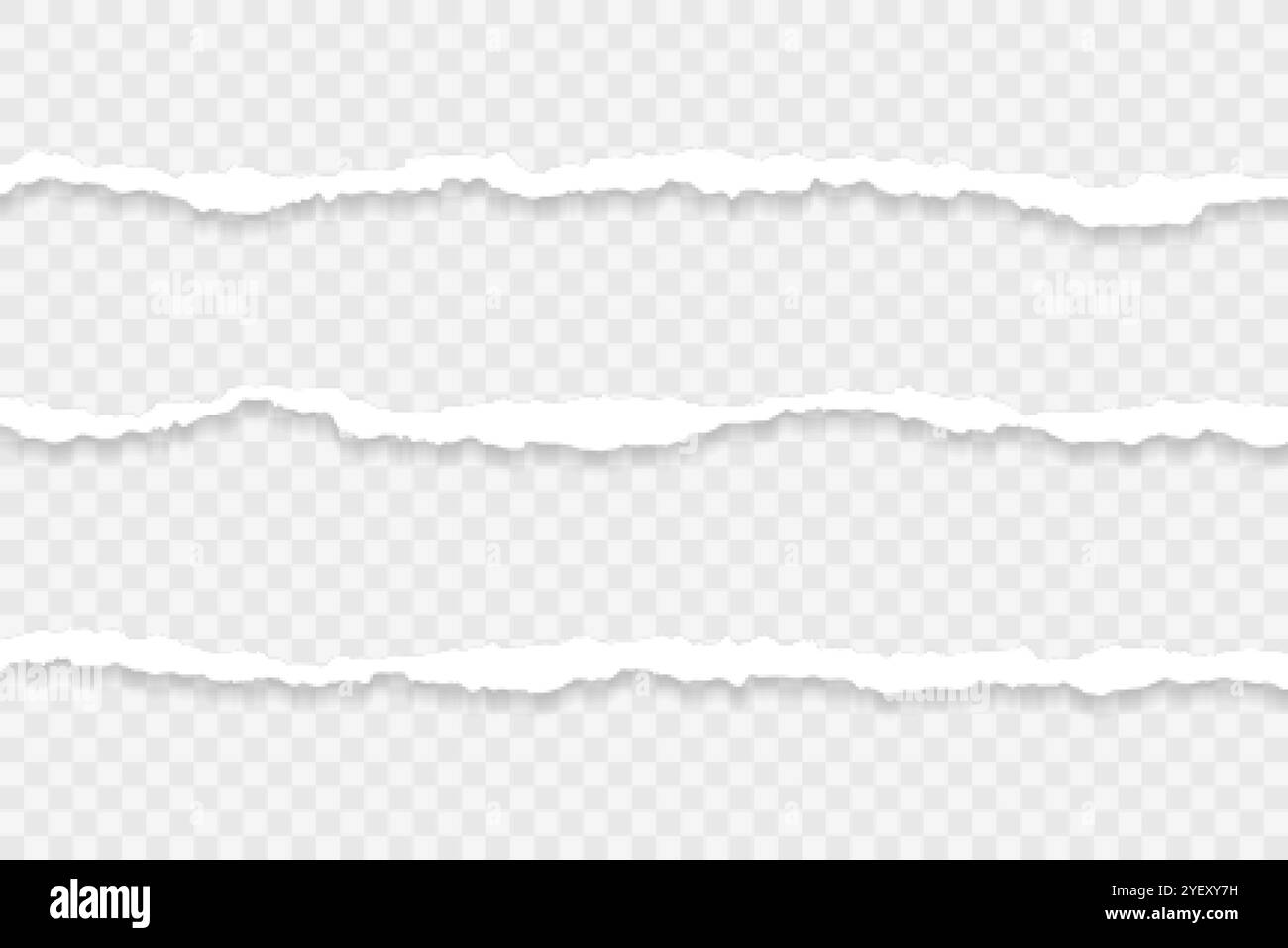 three long piece of torn papers transparent background Stock Vector ...