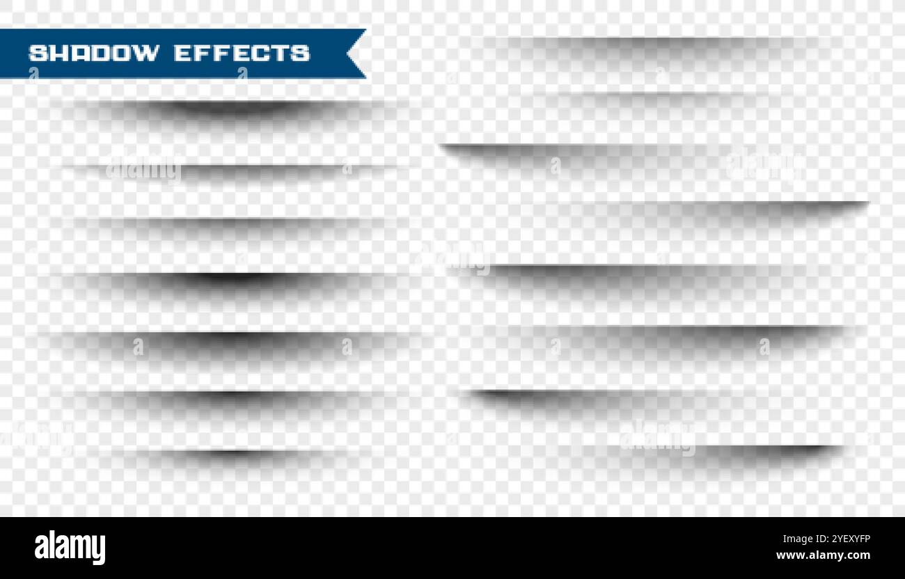 set of paper shadow effect on transparent background Stock Vector Image ...
