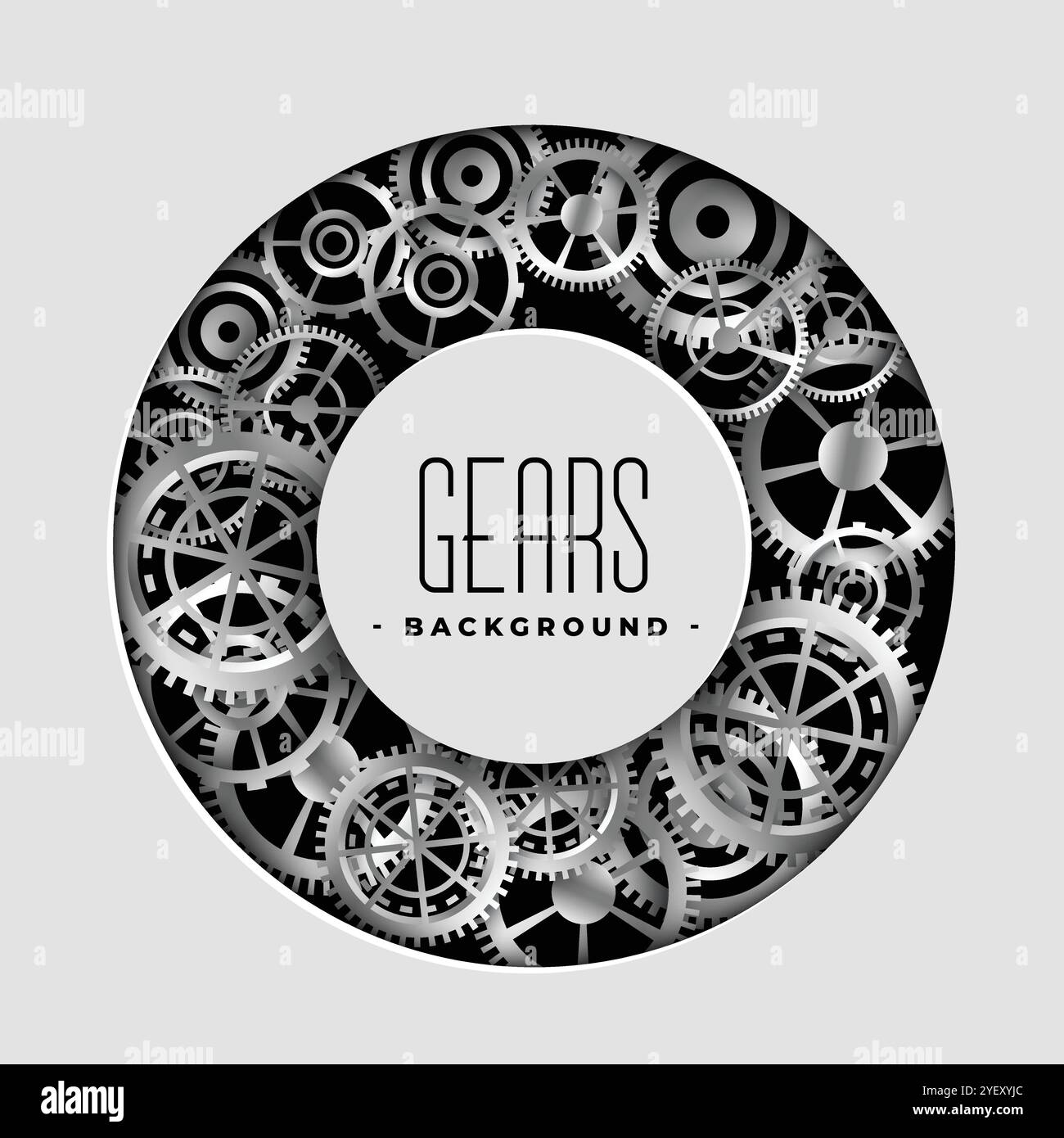 realistic metallic gears circular frame background design Stock Vector ...