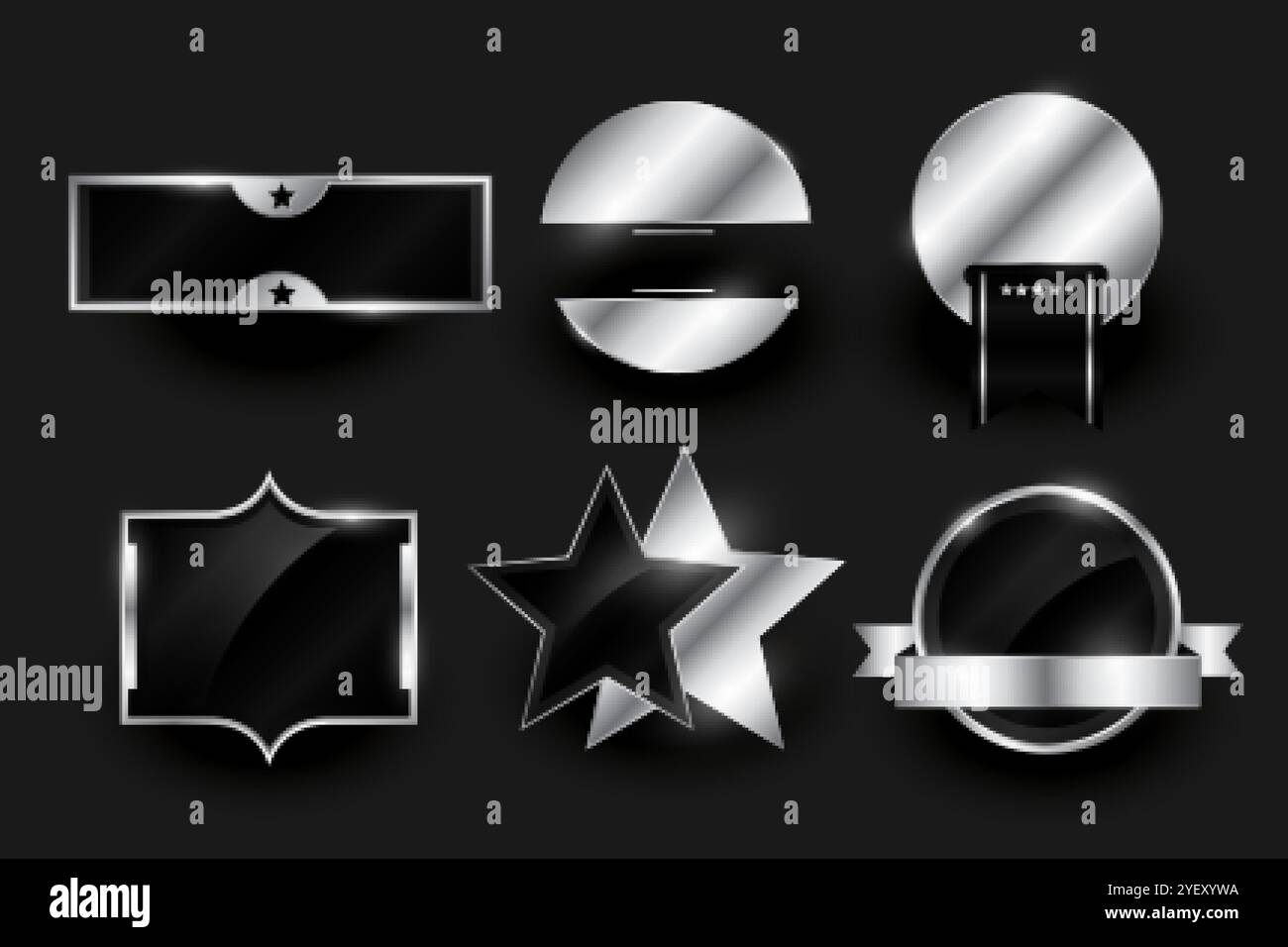 silver blank badges or labels design collection Stock Vector Image ...