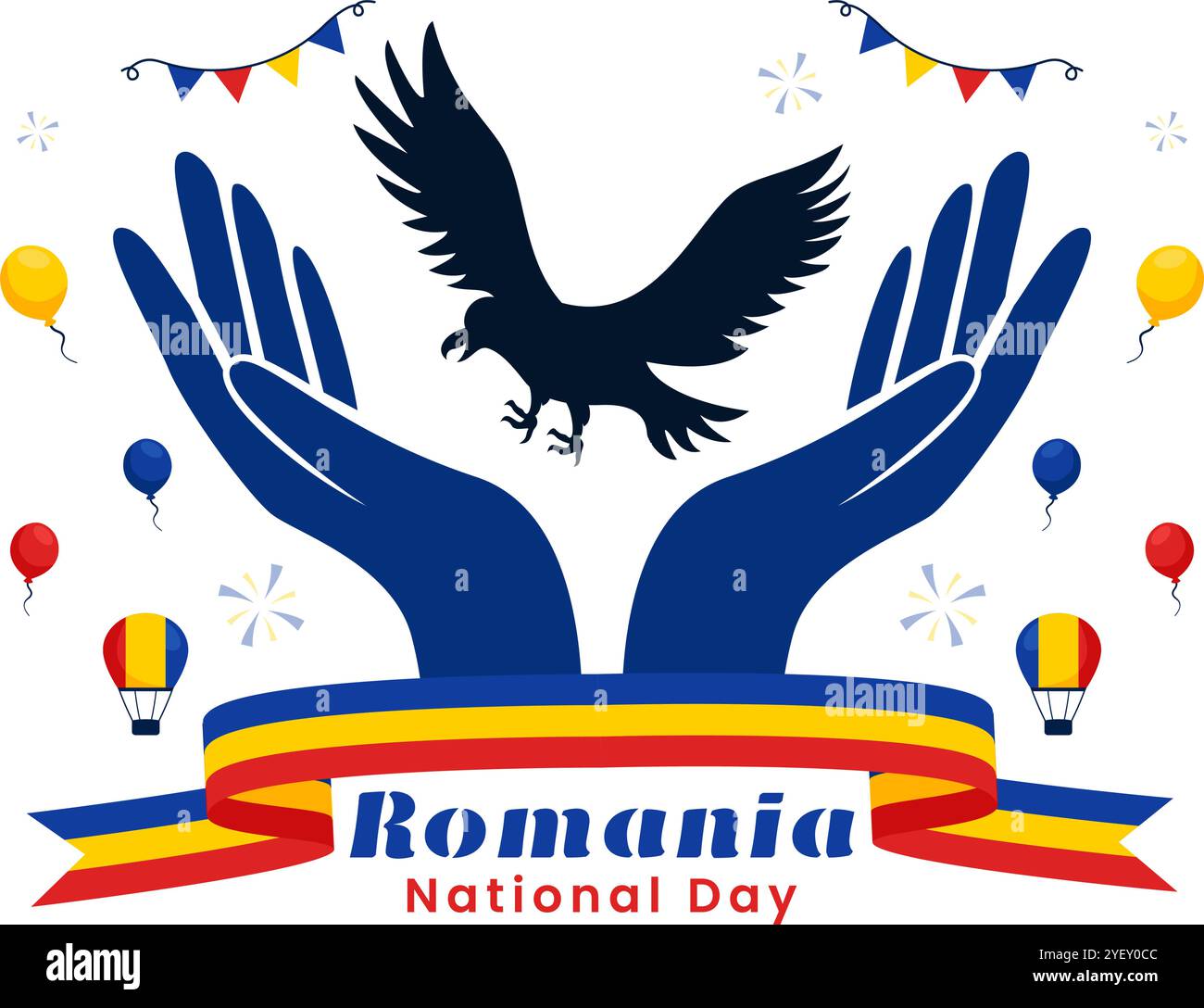Romania National Day Illustration featuring the Romanian Flag Waving in ...