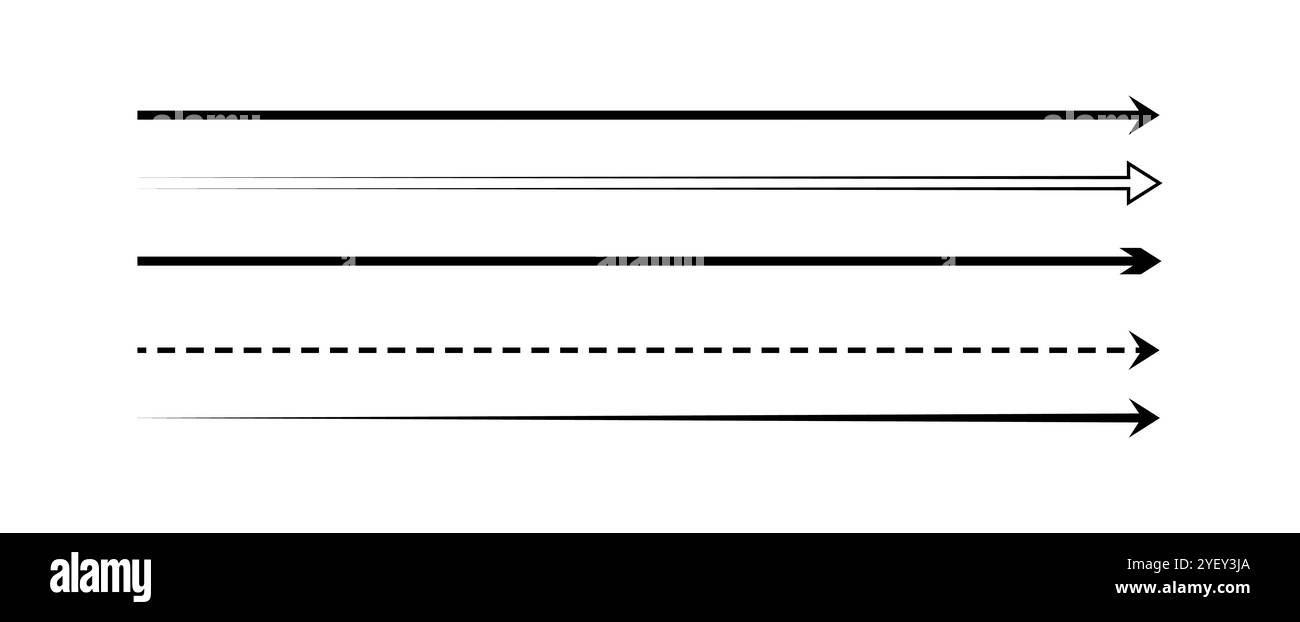 Straight Long Arrow. Navigation elements. Vector flat illustration. Set ...