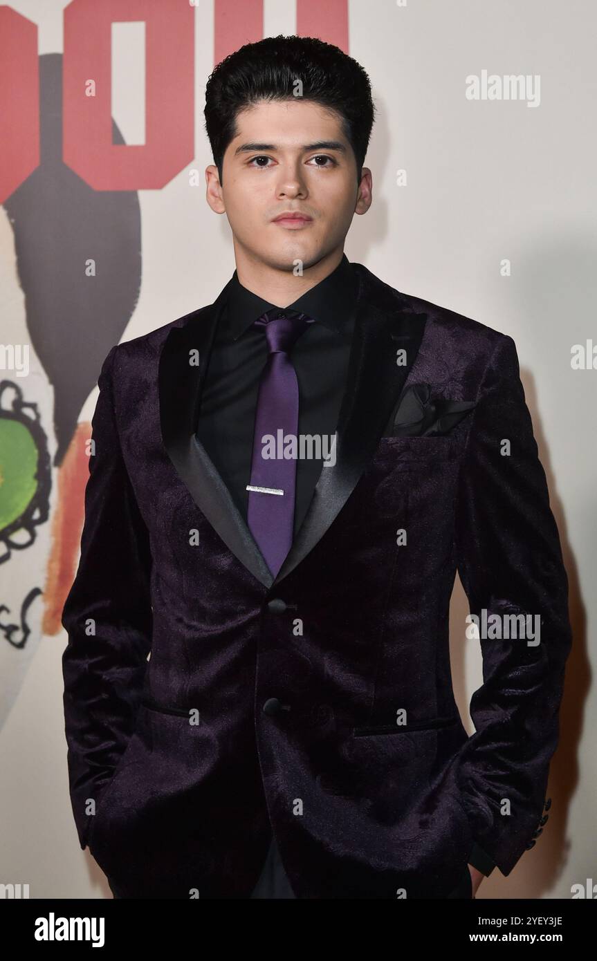 Max Pelayo arrives at the fourth annual Dia de Muertos Gala on Friday ...