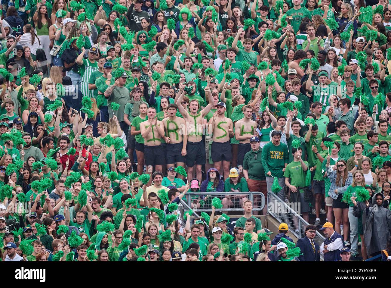 SOUTH BEND, IN - SEPTEMBER 28: Notre Dame Fighting Irish fans celebrate ...