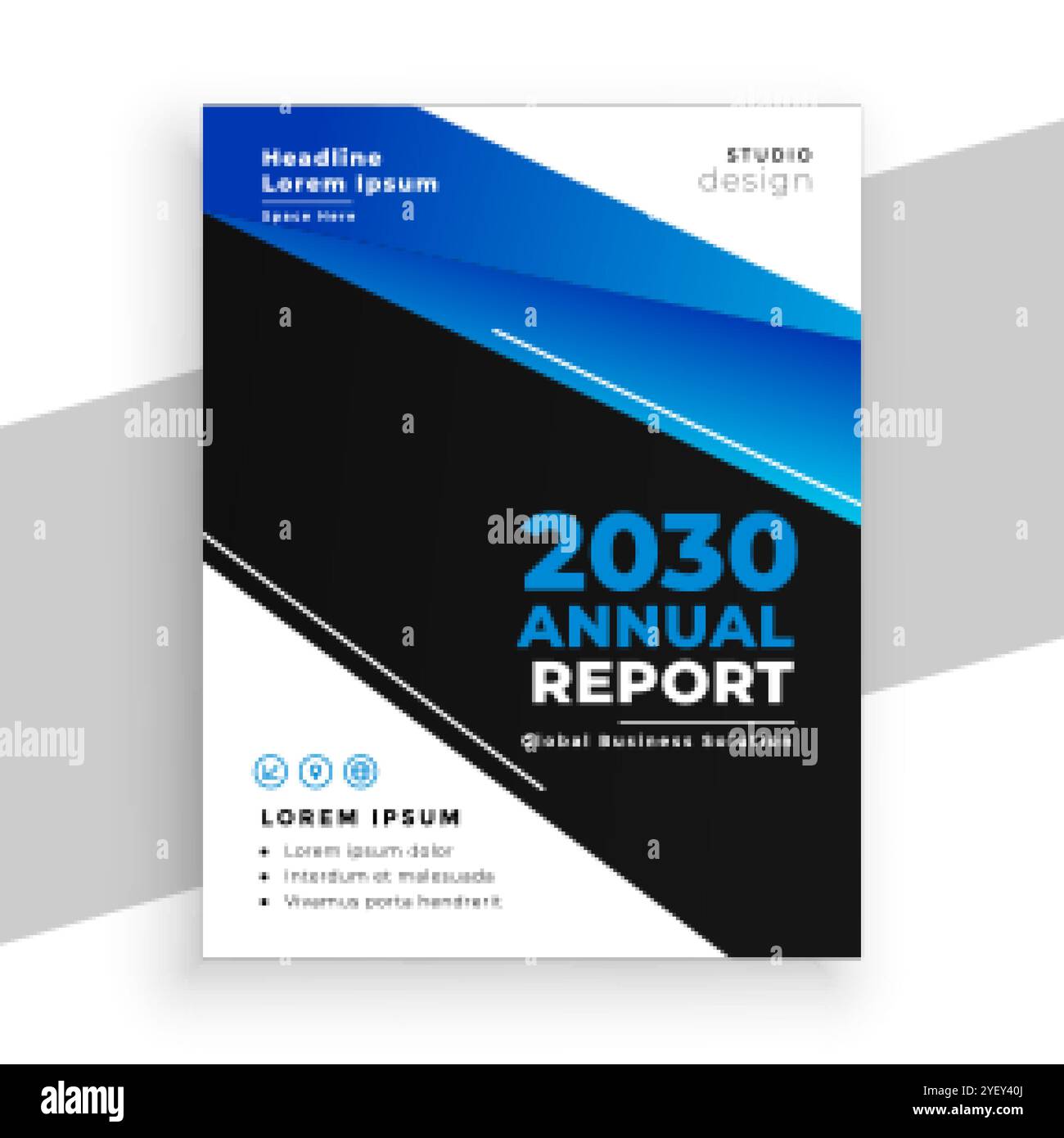 stylish blue and black business annual report brochure design Stock ...