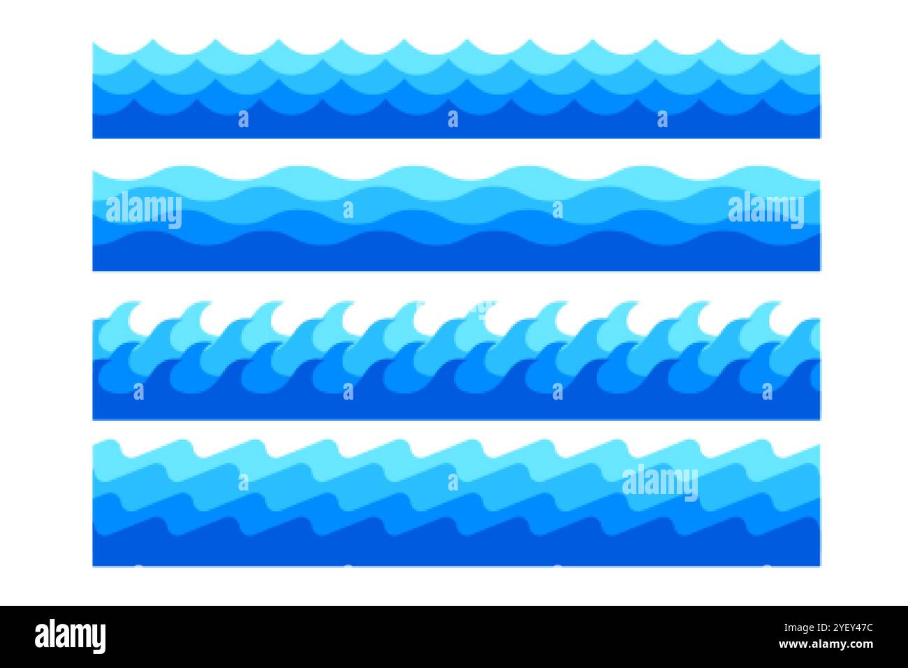 stylish marine sea waves in different shapes set Stock Vector Image ...