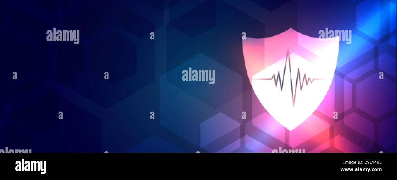 medical protection shield with heartbeat line design Stock Vector Image ...