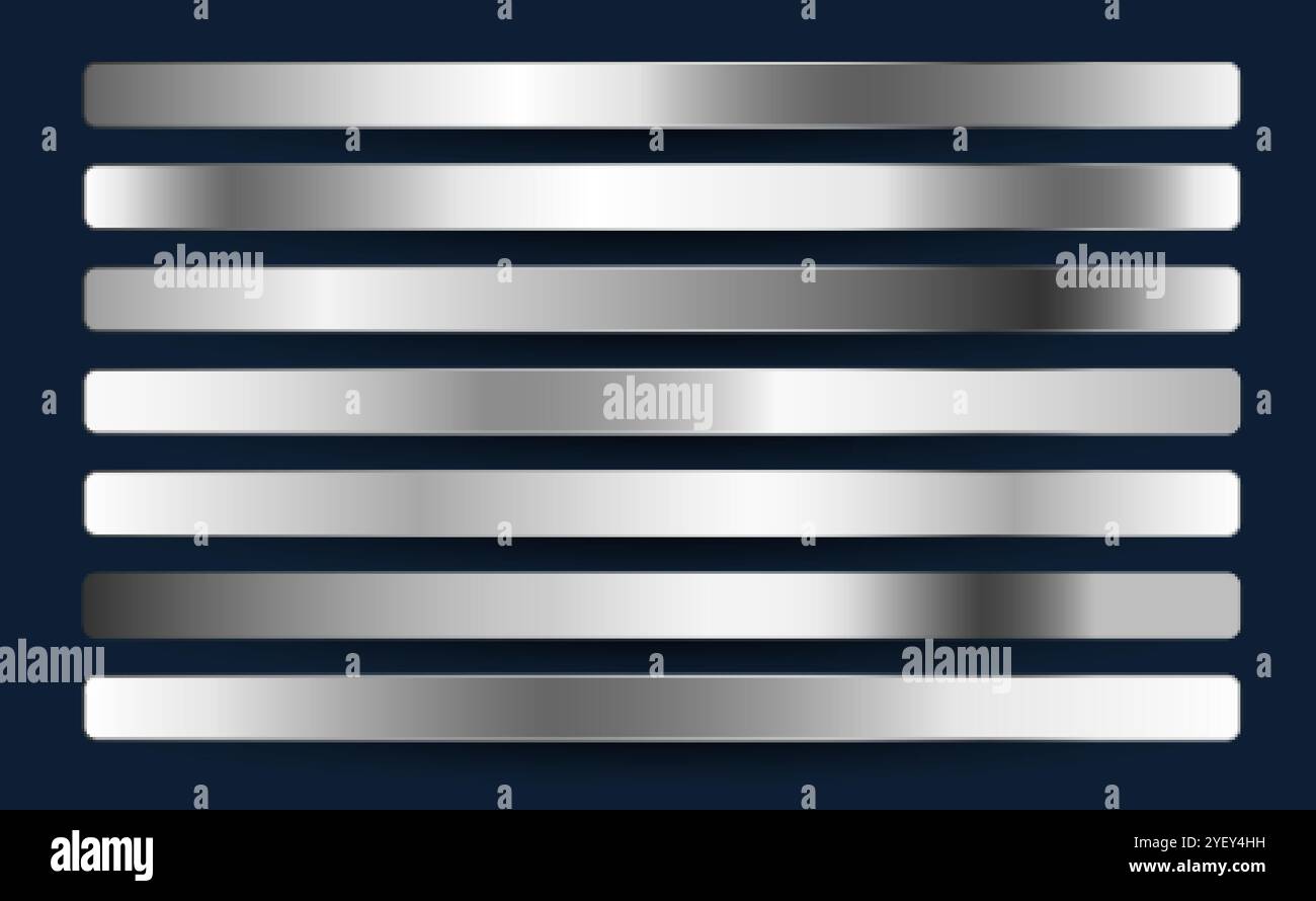 Chrome gradients vector set silver hi-res stock photography and images - Alamy