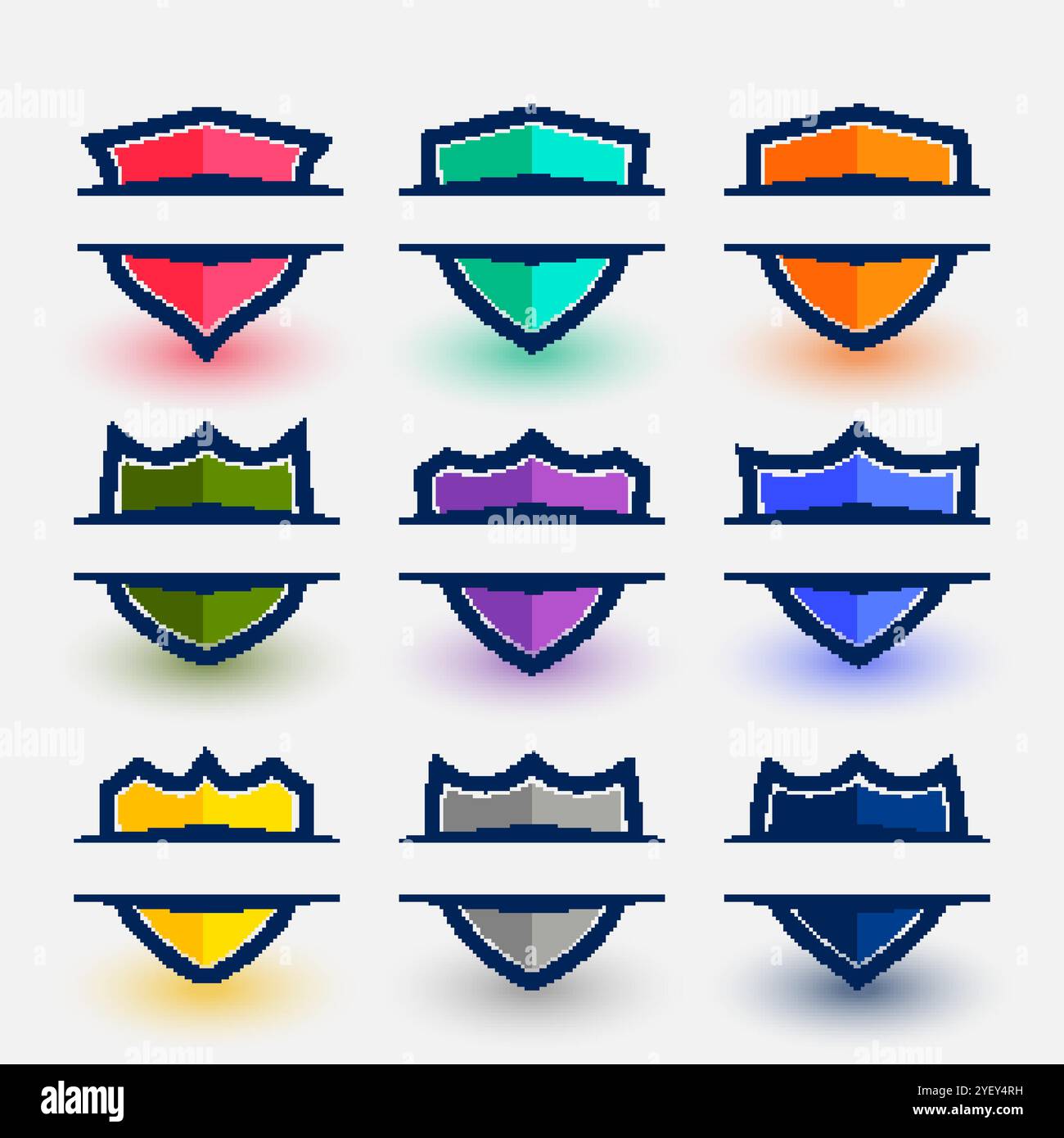 sports style shield symbols set in nine colors Stock Vector Image & Art ...