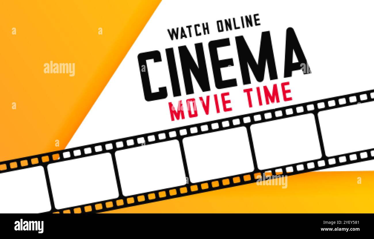 online digital cinema movie time background with film strip Stock ...