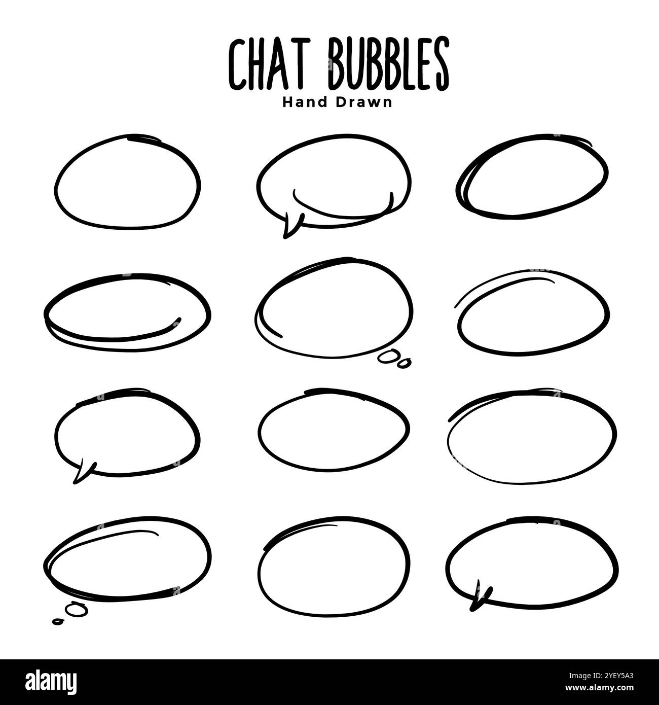 hand drawn chat bubbles and circular oval frames set Stock Vector Image ...