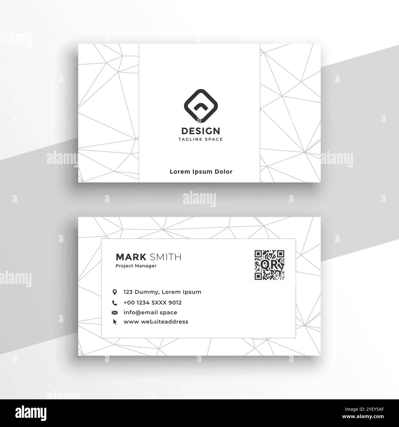 low poly style geometric white business card design Stock Vector Image ...
