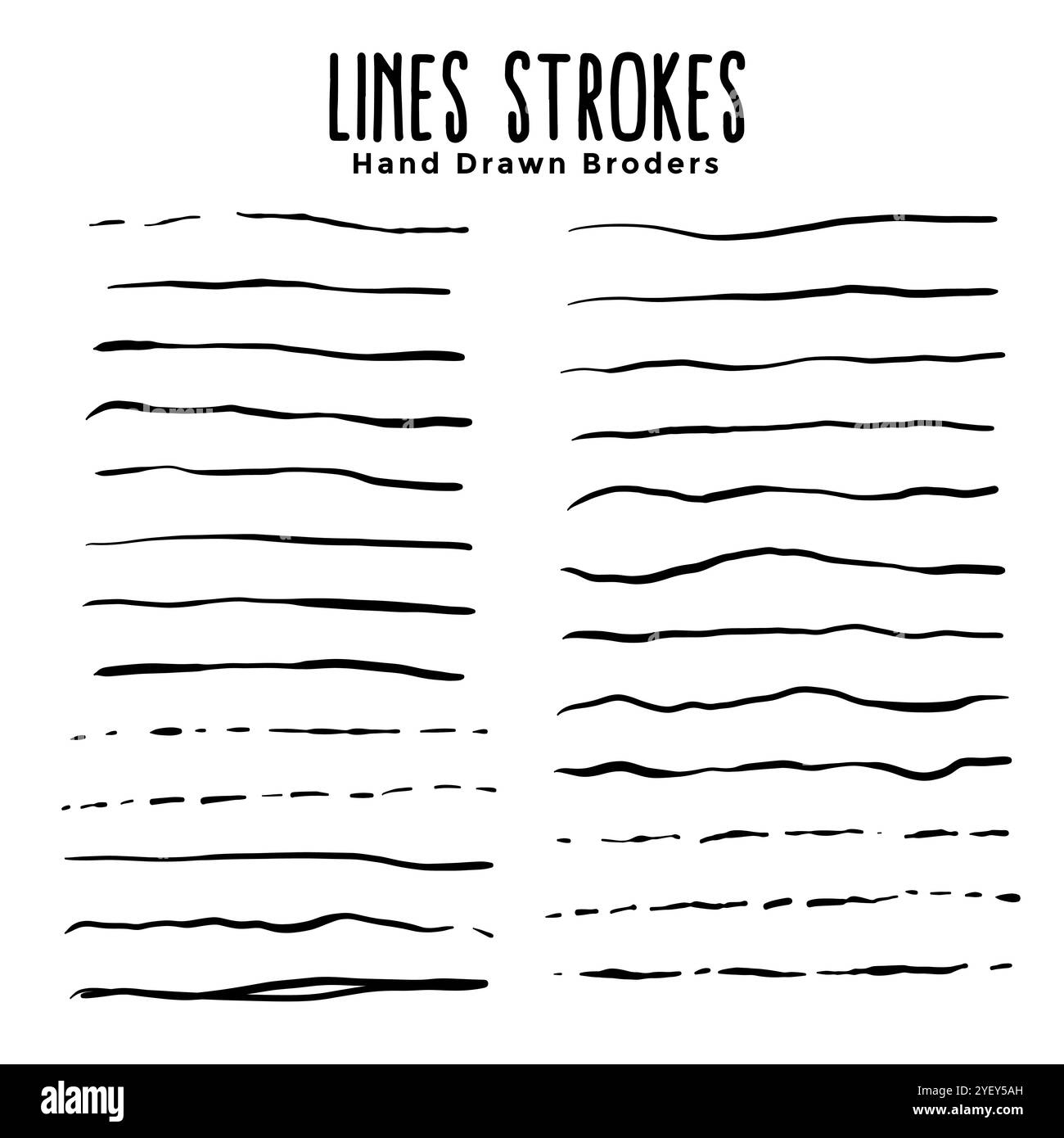 hand drawn lines strokes brushes design set Stock Vector Image & Art ...