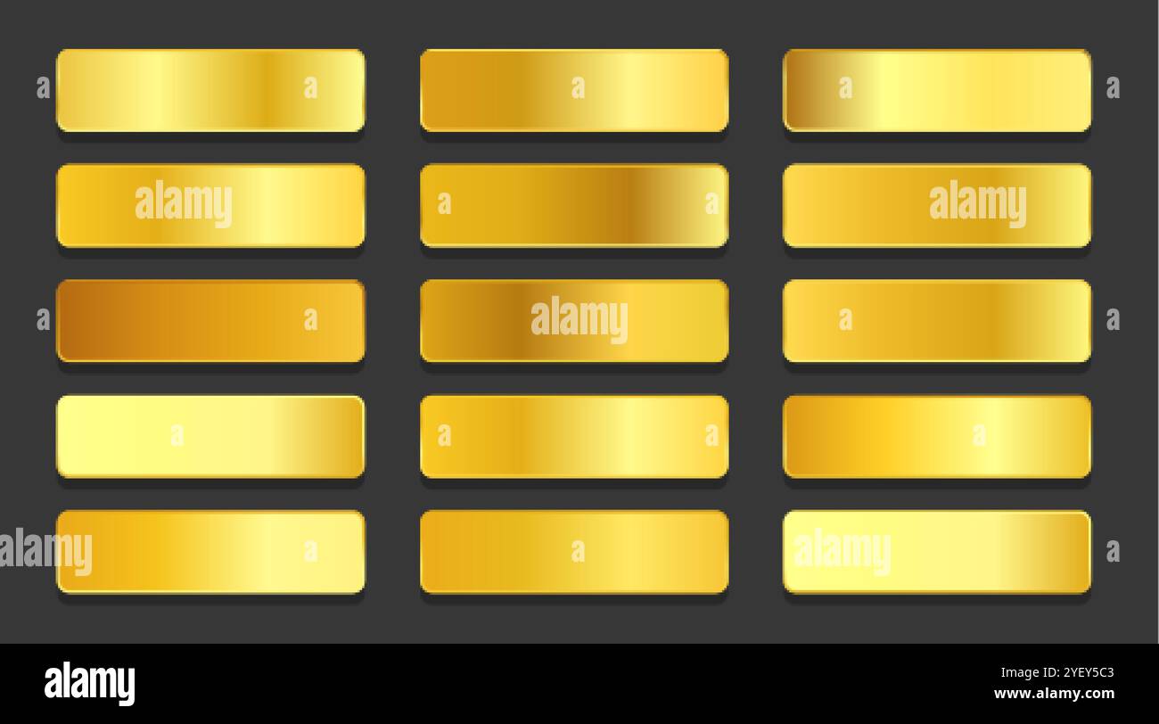 yellow gold gradients metallic gradients set design Stock Vector Image ...