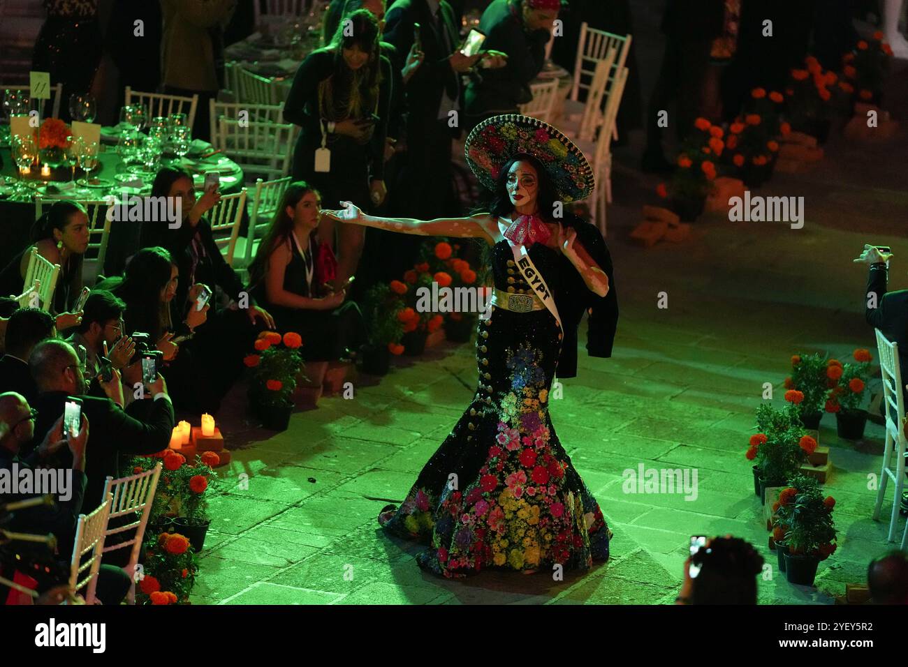 Miss Egypt Logina Salah participates in a Catrina parade marking the ...