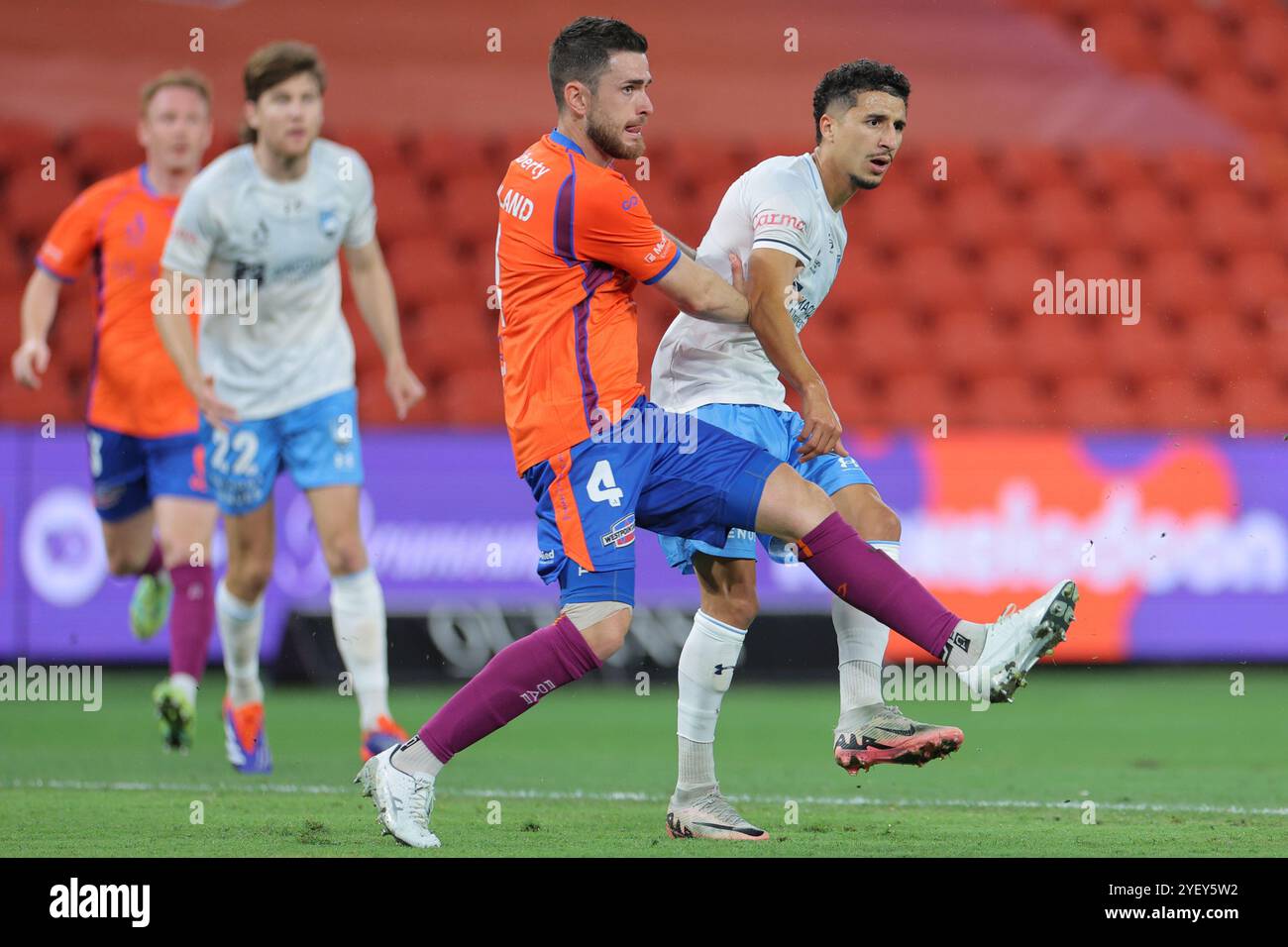 Brisbane, Australia, November 1st 2024: Anas Ouahim (8 Sydney FC) and ...