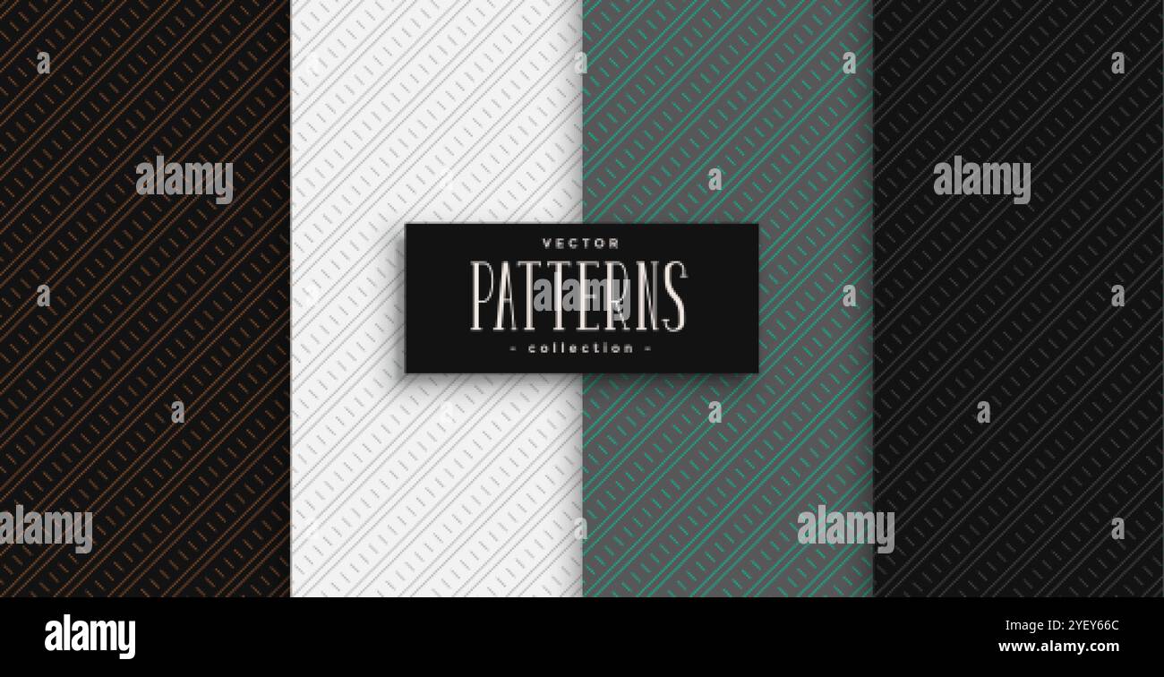 diagonal lines geometric pattern set in professional colors Stock ...