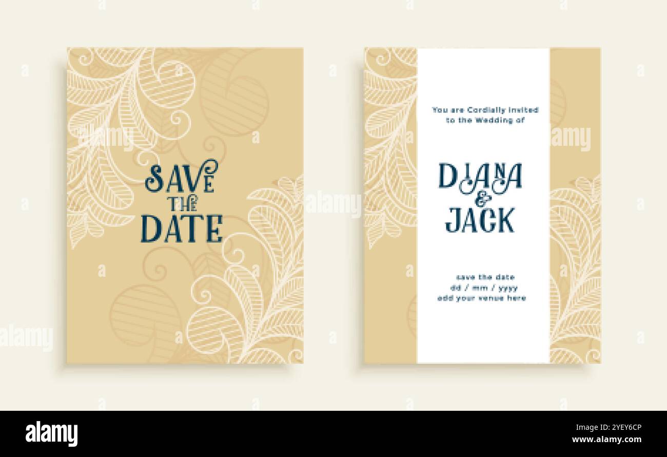 stylish save the date wedding invitation card design Stock Vector Image ...