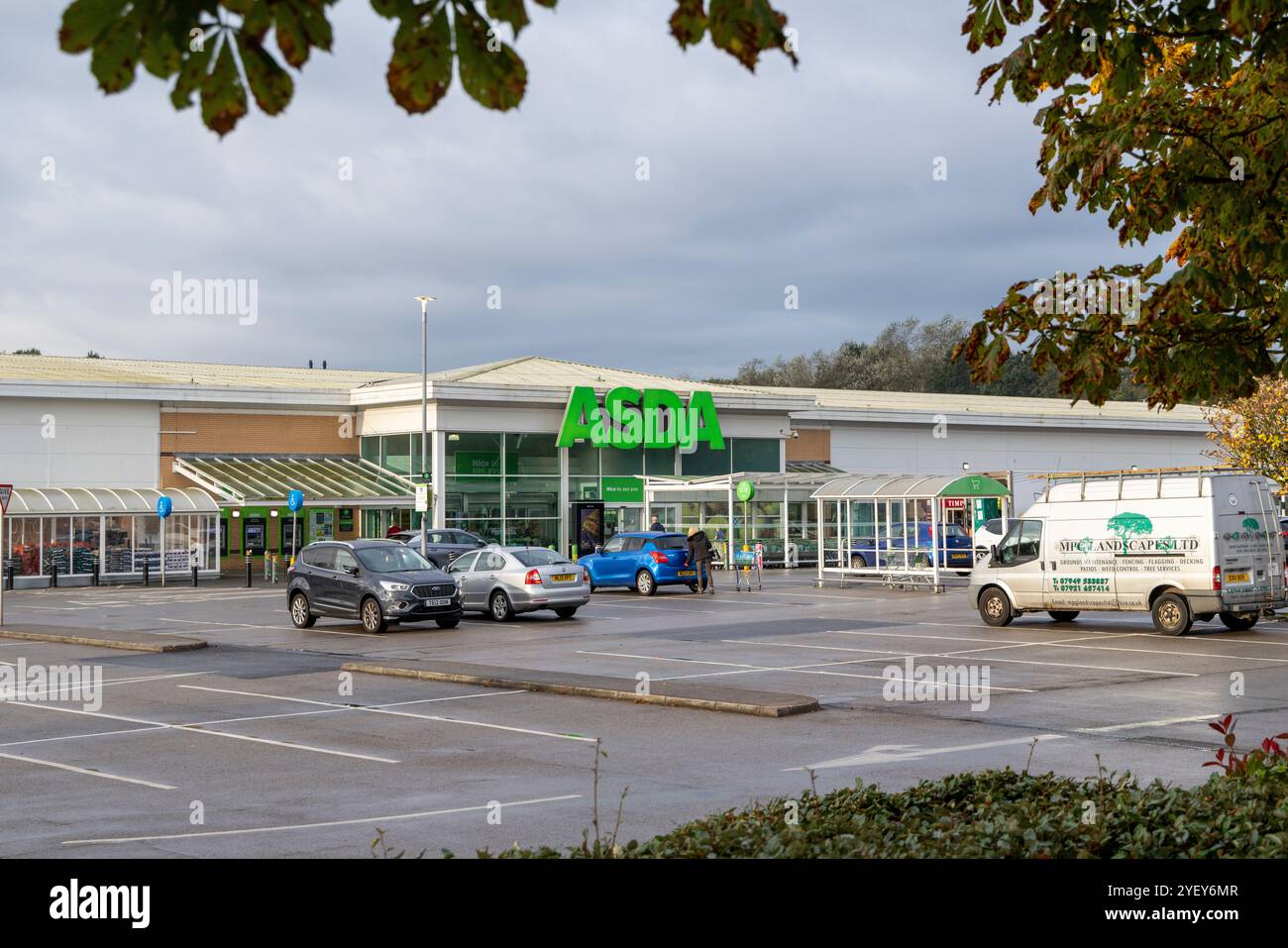 Asda supermarket store and customer car park, in Radcliffe town centre ...
