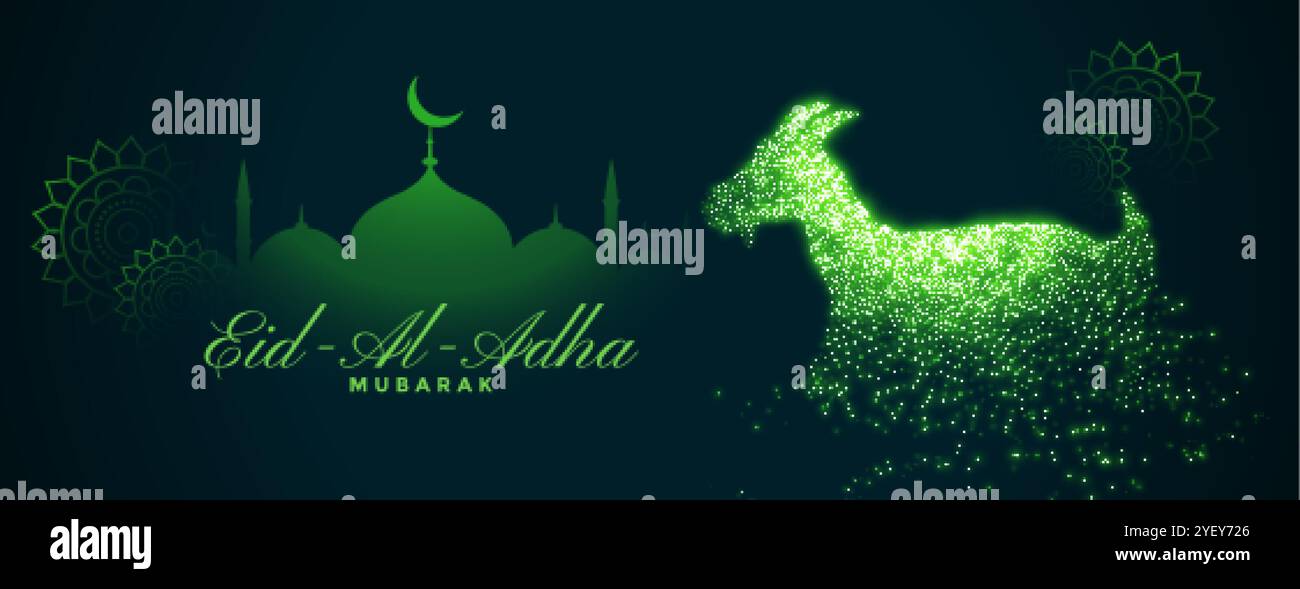 eid al adha bakrid festival green banner design Stock Vector Image ...