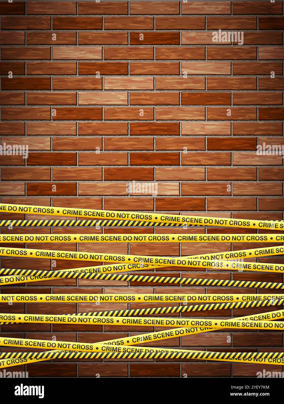 Crime scene tape on bricks background. Vector illustration Stock Photo ...