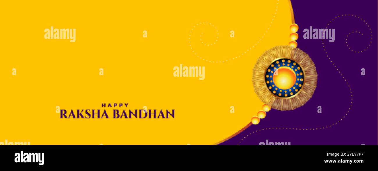 raksha bandhan yellow banner with rakhi design Stock Vector Image & Art ...