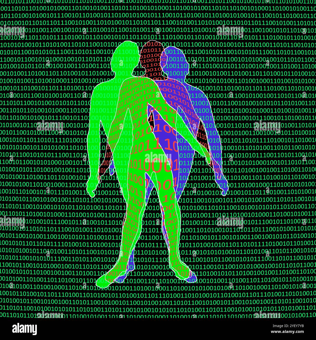 Binary people, conceptual illustration Stock Photo - Alamy