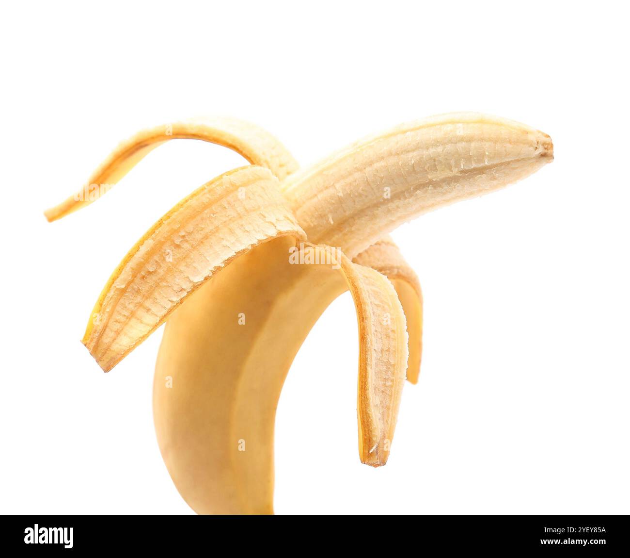 Open banana isolated on a white background Stock Photo - Alamy