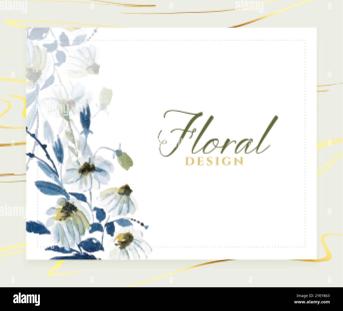 elegant watercolor blue floral card design template Stock Vector Image ...
