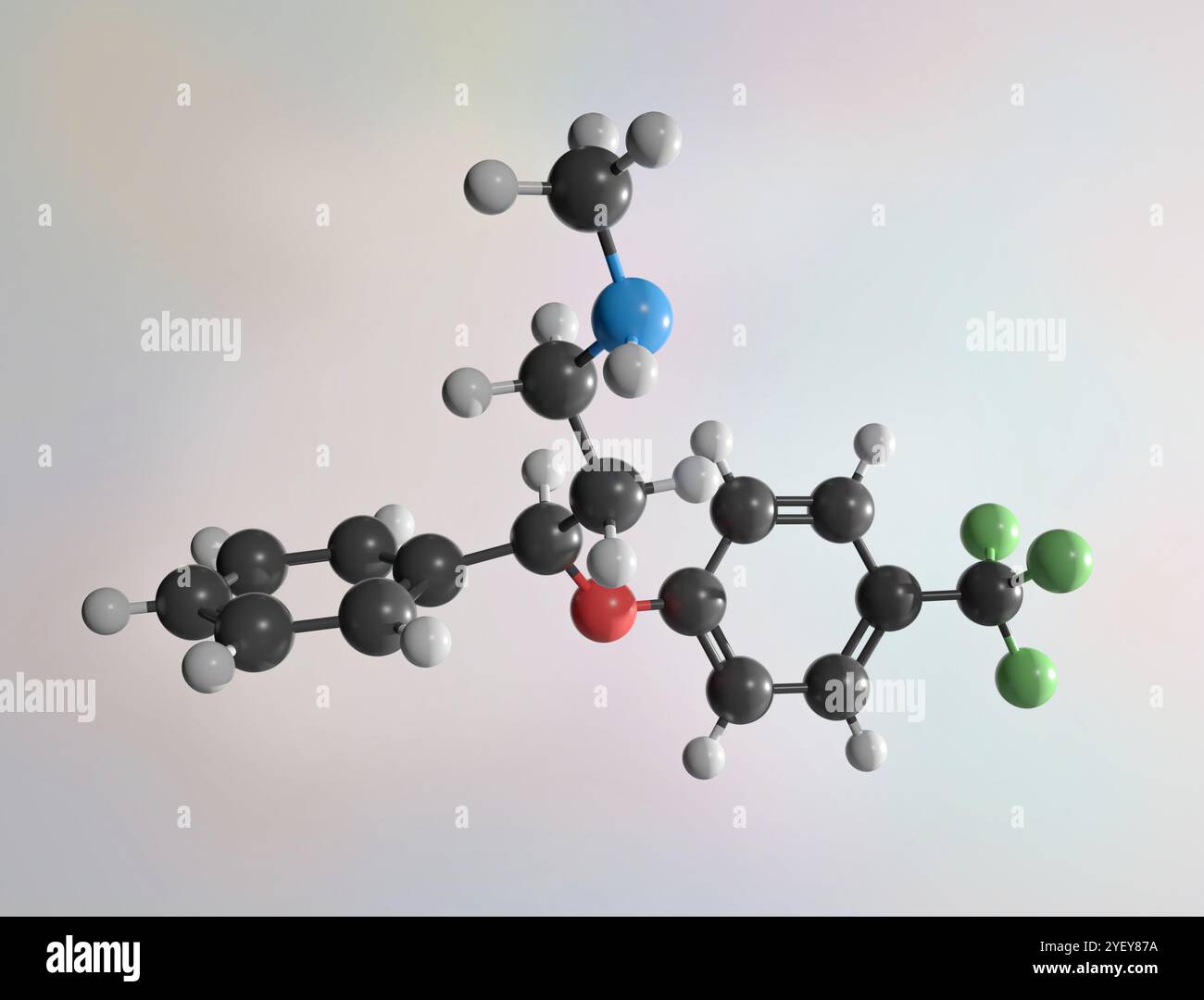 Computer illustration of a ball and stick model of a fluoxetine ...