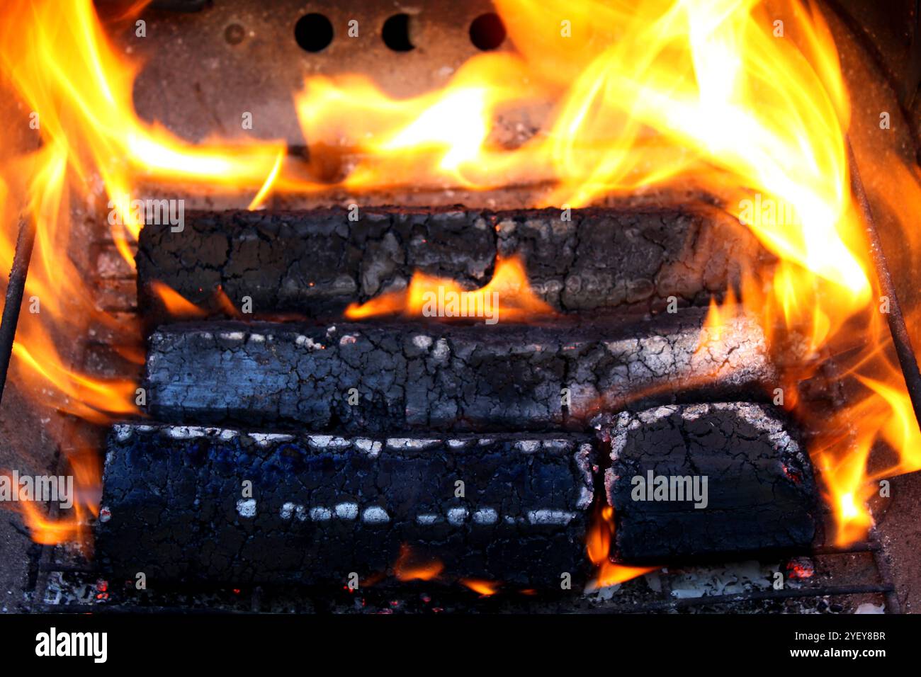 wooden briquettes for BBQ, close up, background Stock Photo - Alamy