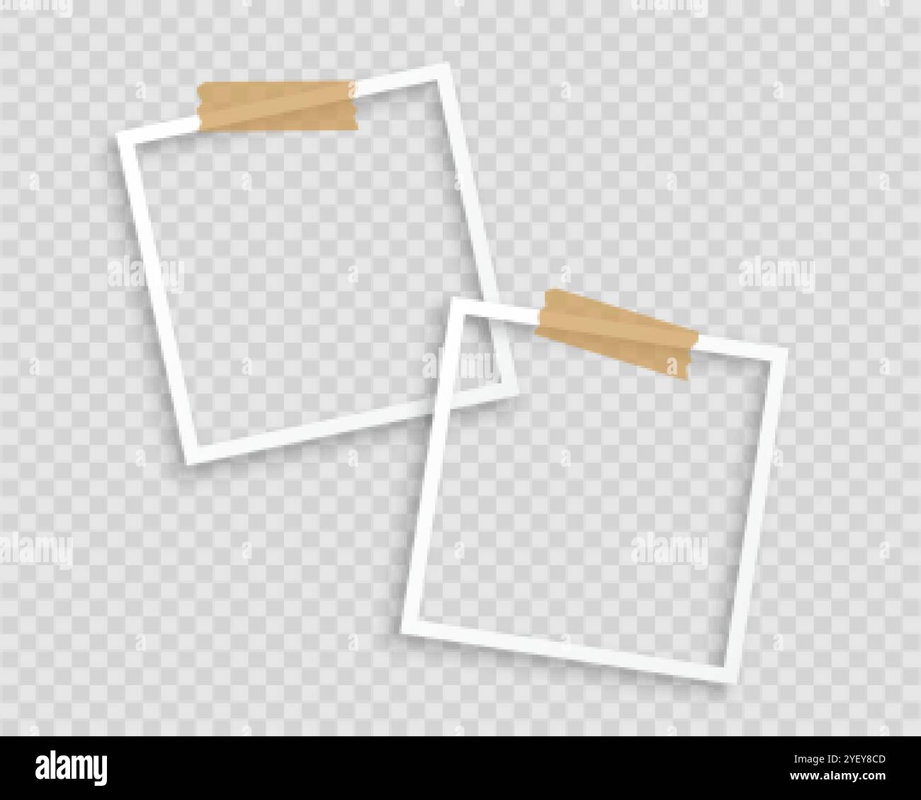 photo frames with tape on transparent background Stock Vector Image ...