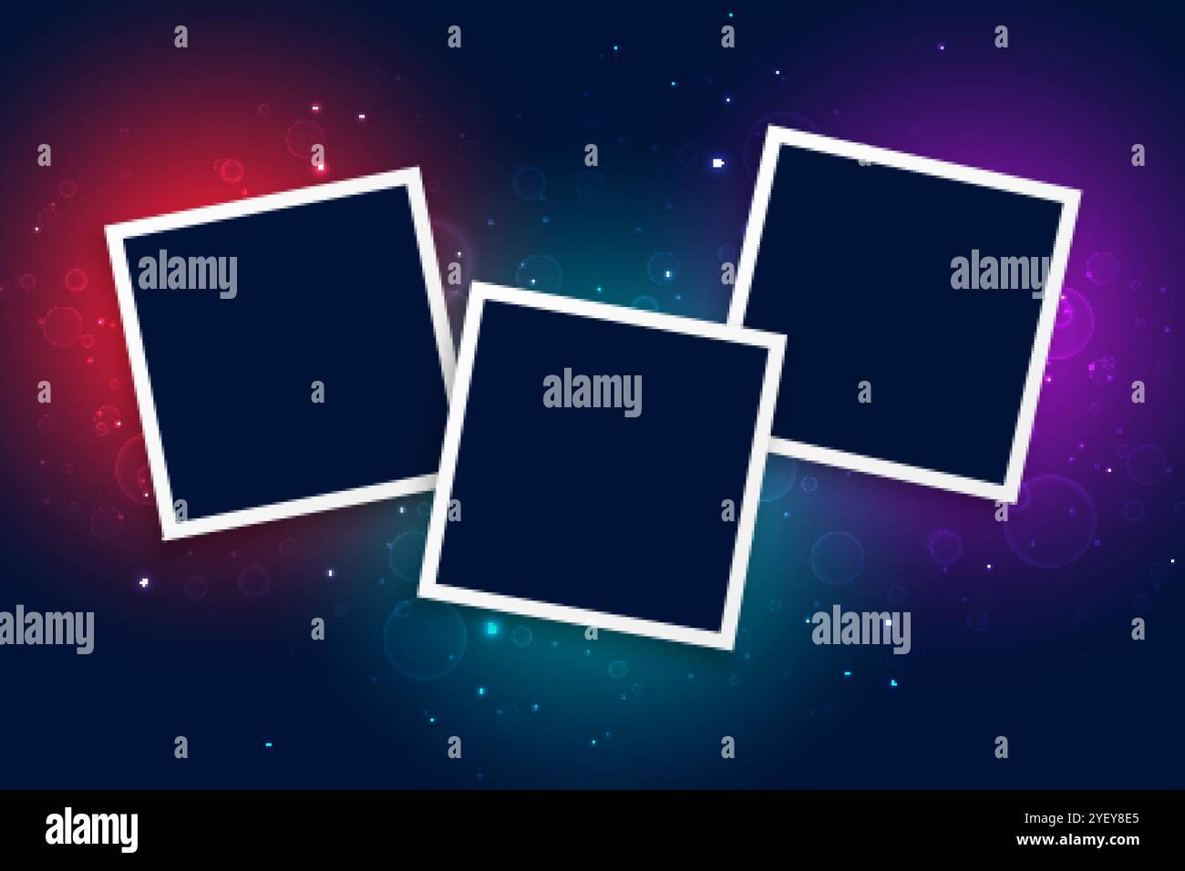 three photo frames with glowing light effect background Stock Vector ...