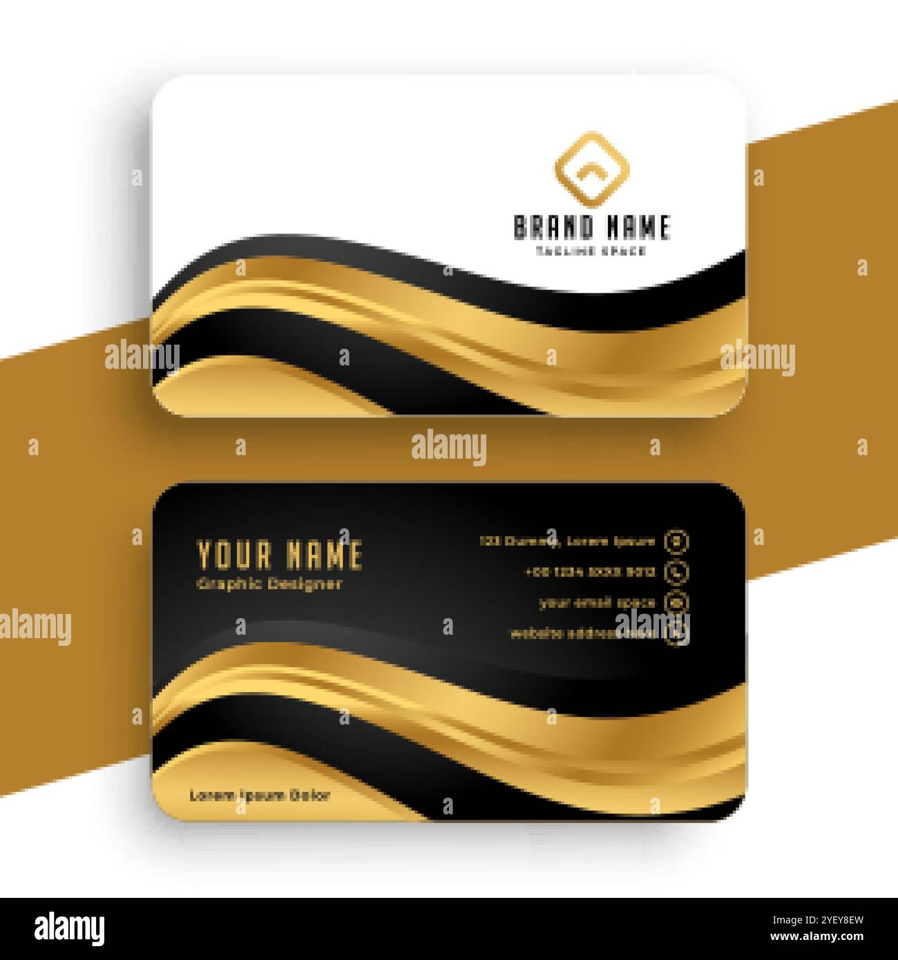 premium golden business card design with wavy shape Stock Vector Image ...