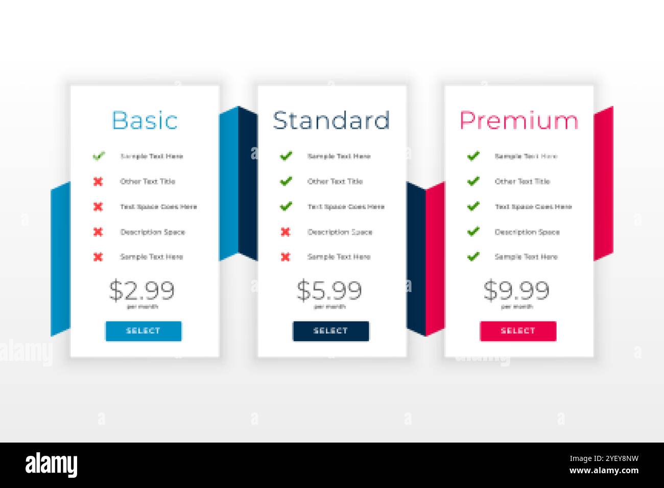 subscription plans and pricing table web template Stock Vector Image ...