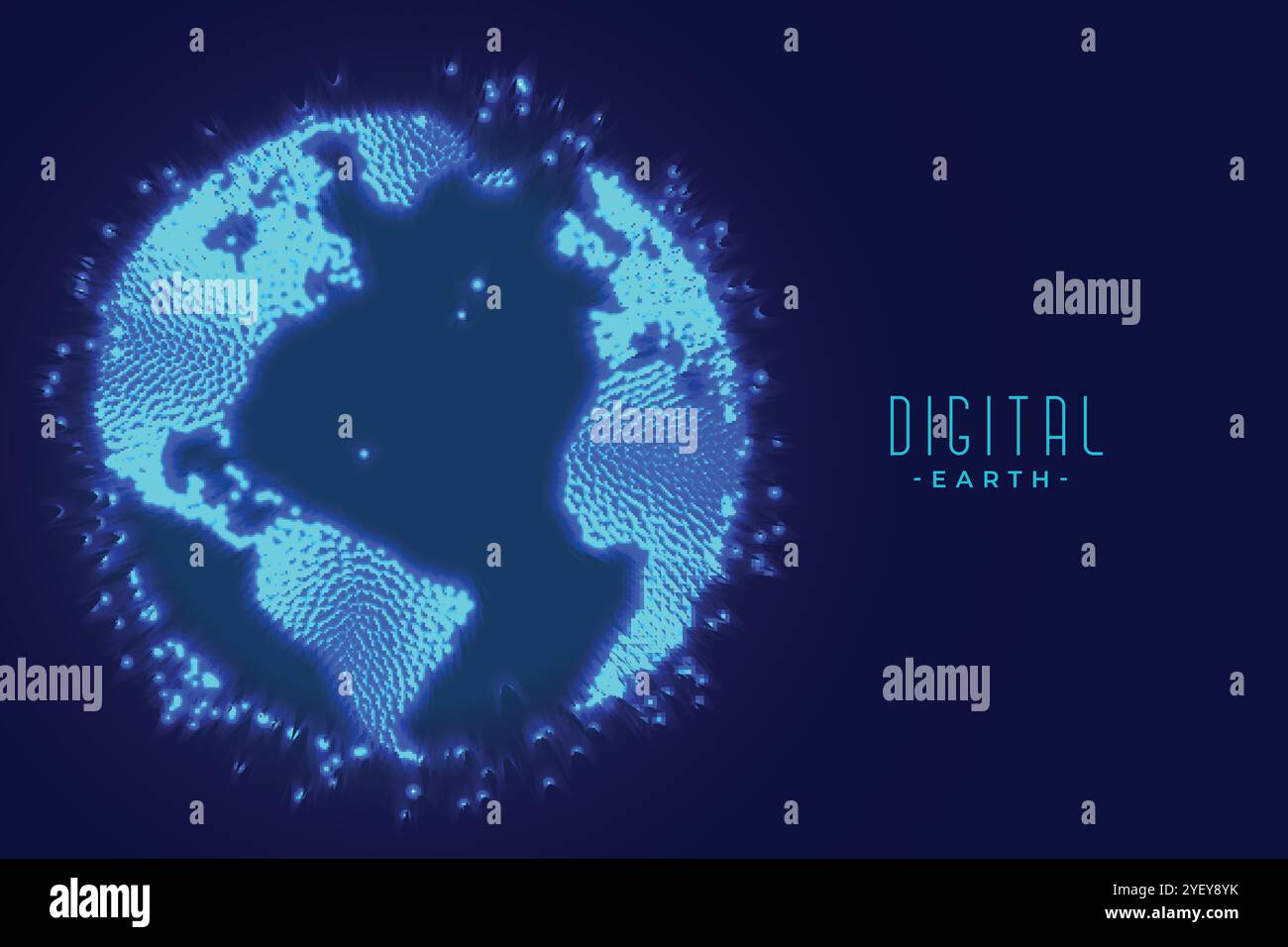 digital particle glowing earth planet technology background Stock ...