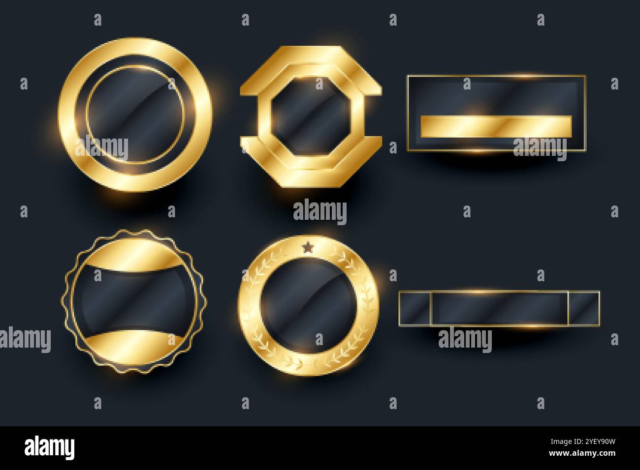 empty golden badges and labels elements collection Stock Vector Image ...