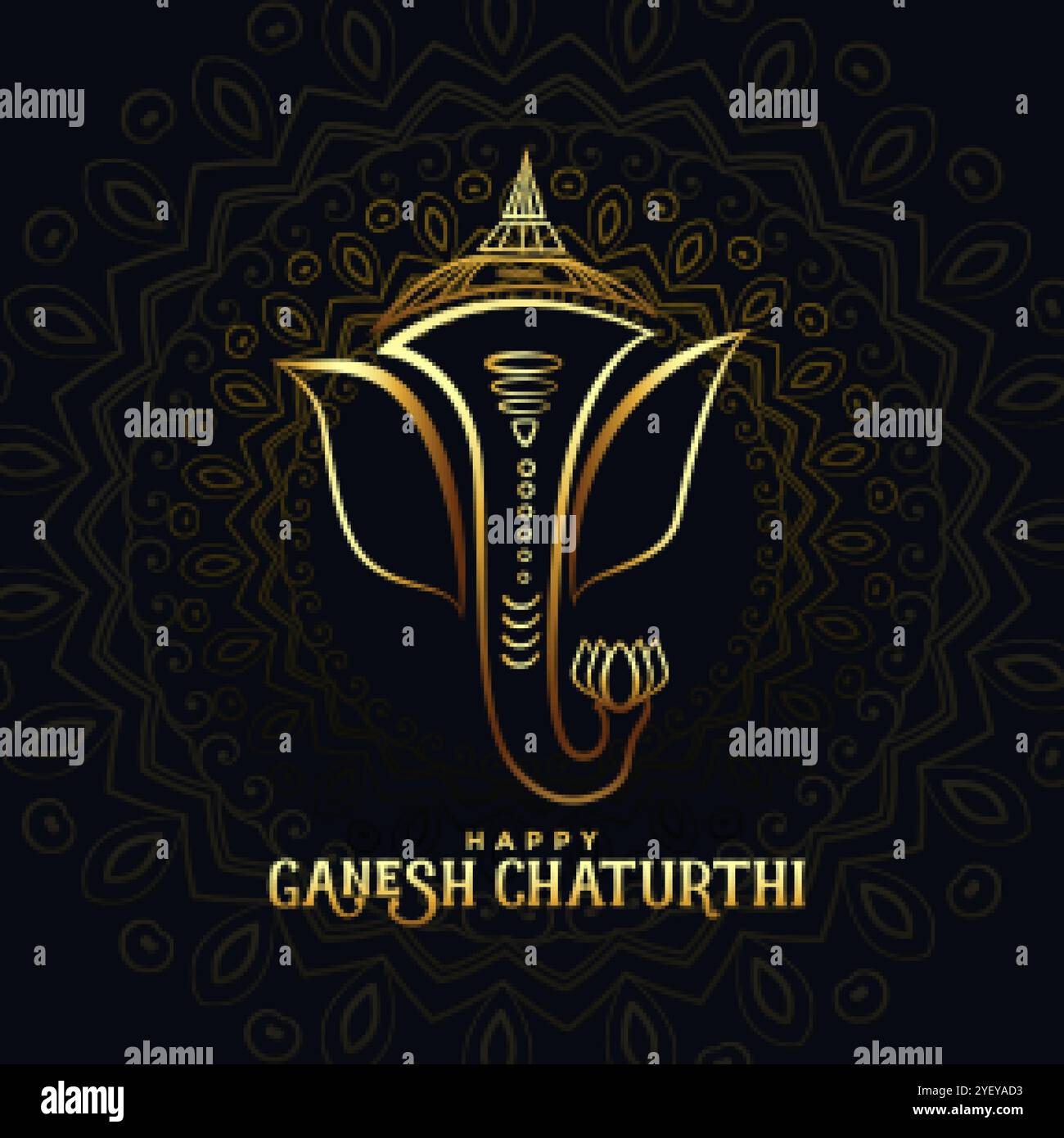 beautiful golden ganpati card for happy ganesh chaturthi Stock Vector ...