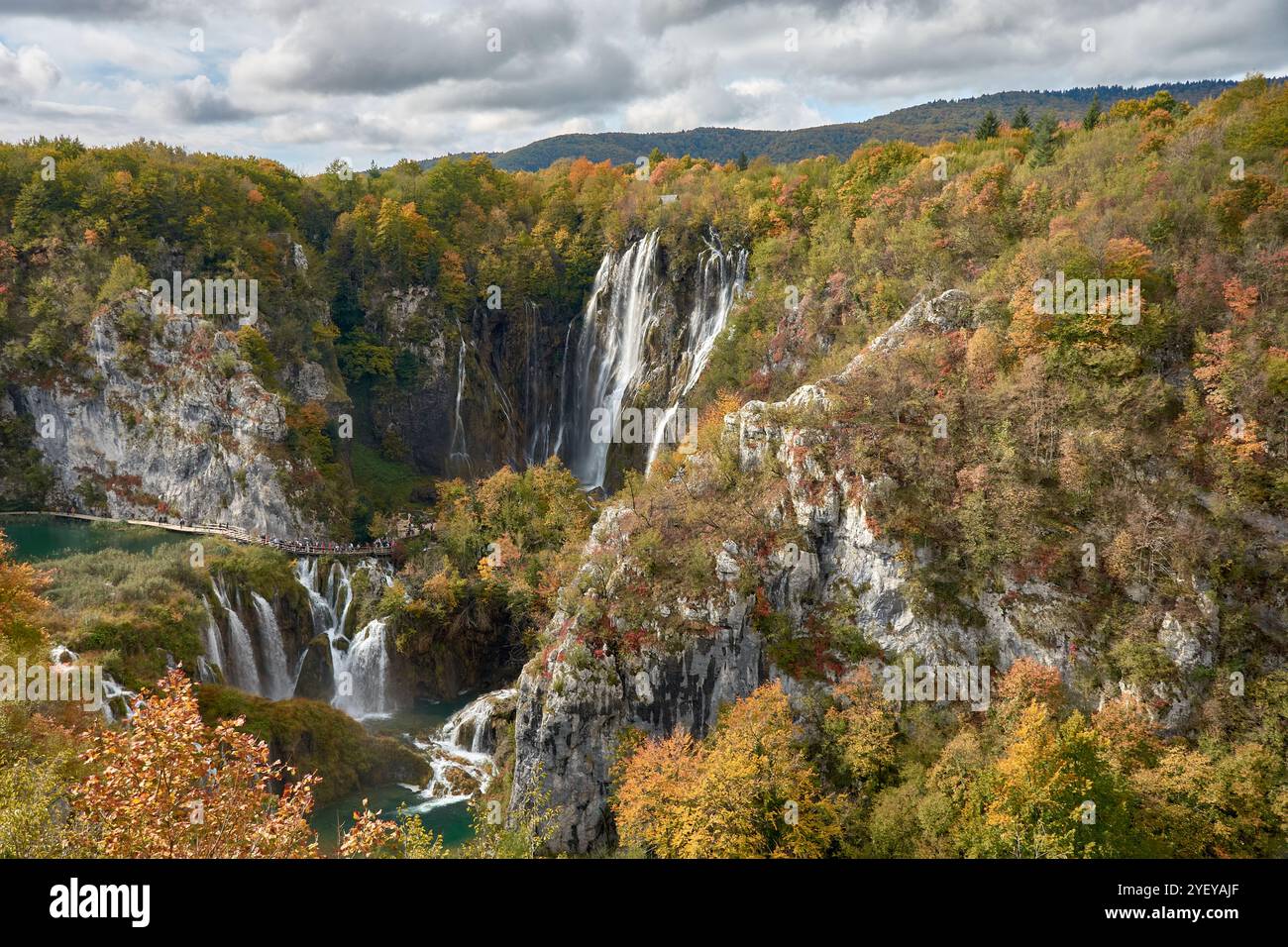 Autumn scene captures the enchanting waterfalls at Plitvice Lakes ...