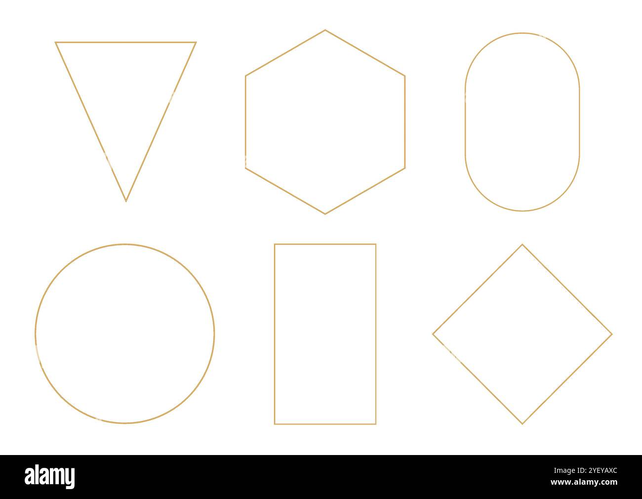 Set of thin geometric gold frame. Gold border, design element for ...