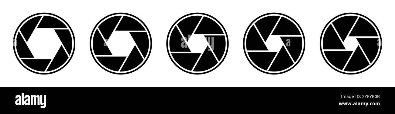 Silhouette camera lens diaphragm collection. Camera shutter vector ...